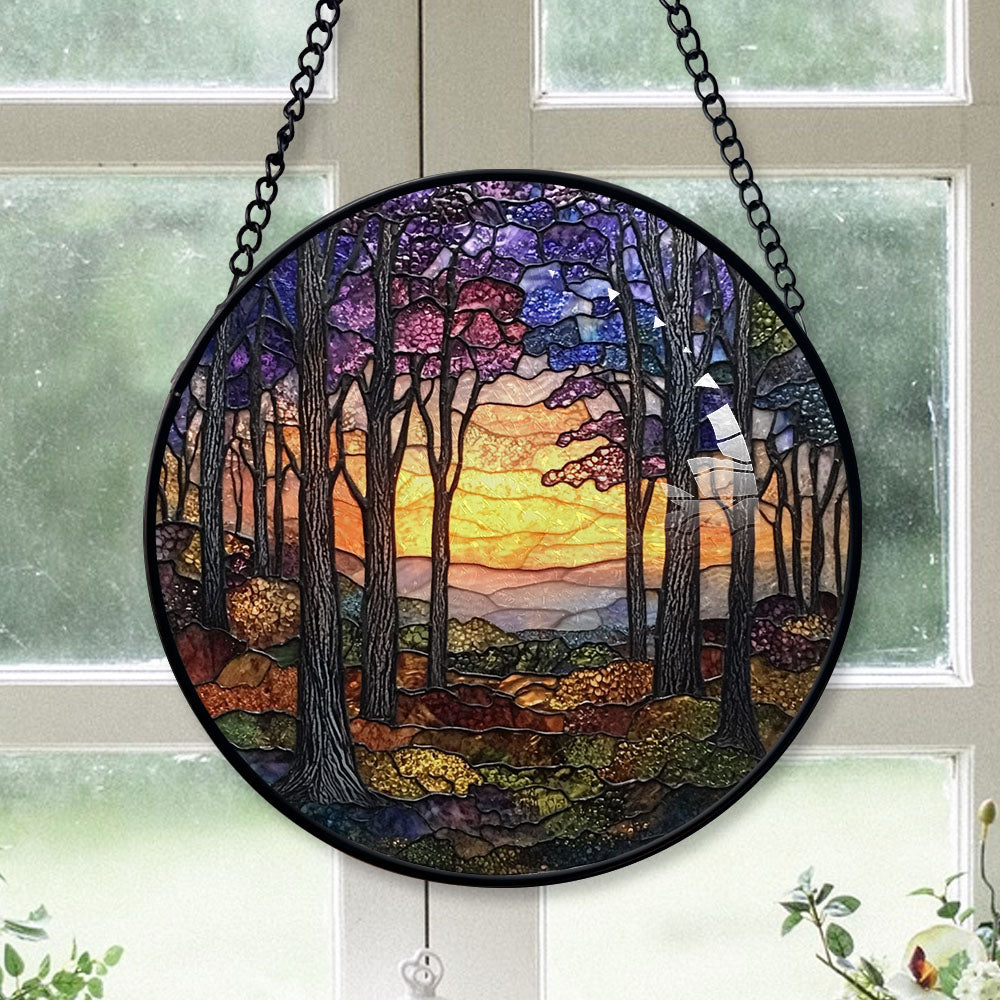 Coworker Christmas Gift - Forest Sunrise Smoke Blue Brown Tree Stained ...
