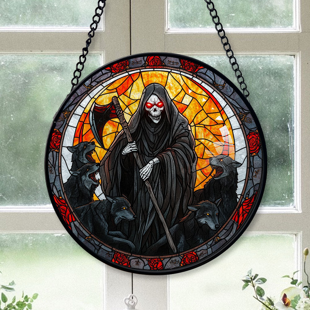 Coworker Christmas Gift - Grim Reaper Holiday Stained Glass Hanging ...