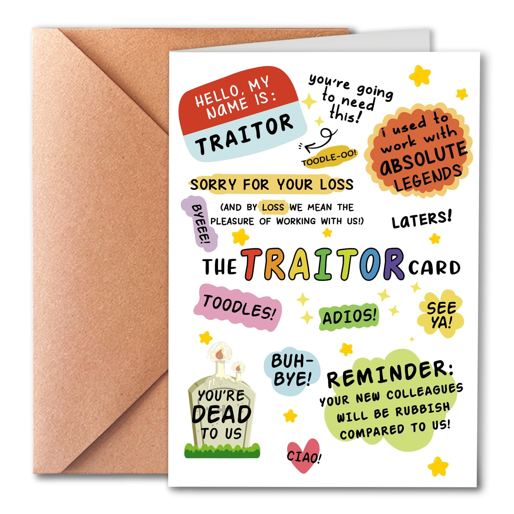 Coworker Farewell Card for New Job, Funny Traitor Leaving Greeting Card ...