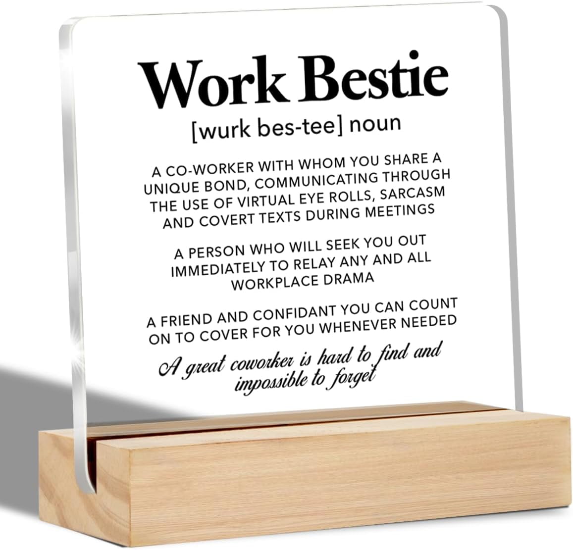 Coworker Gifts Work Bestie Definition Clear Desk Decorative Sign ...
