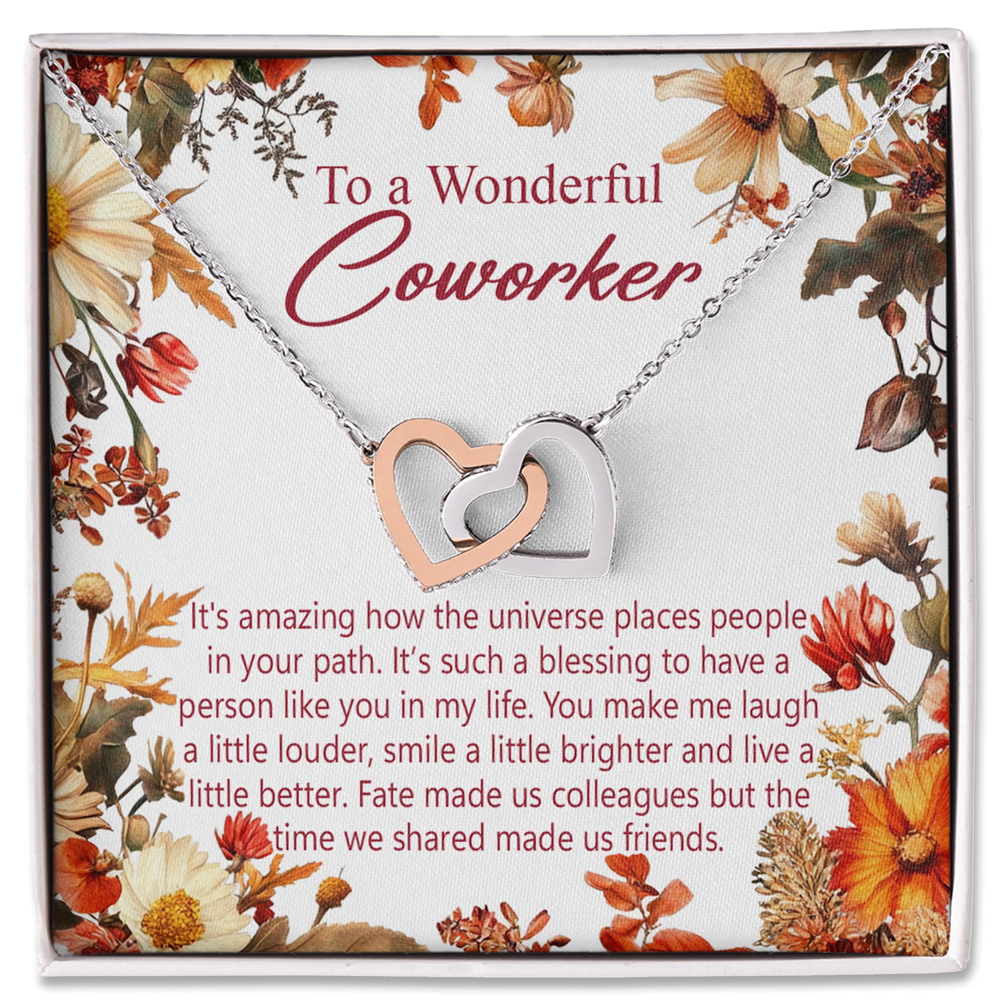 Coworker Necklace Gift – Interlocking Hearts Jewelry with Appreciation ...