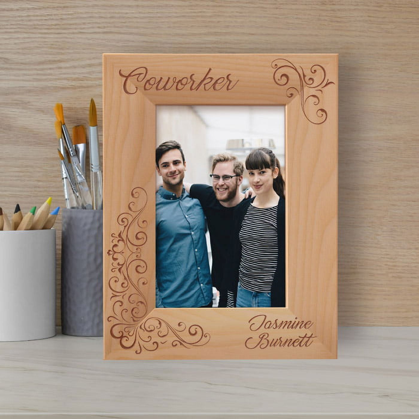 Coworker Personalized Wooden Frame 4" x 6" Brown (Vertical) - Walmart.com