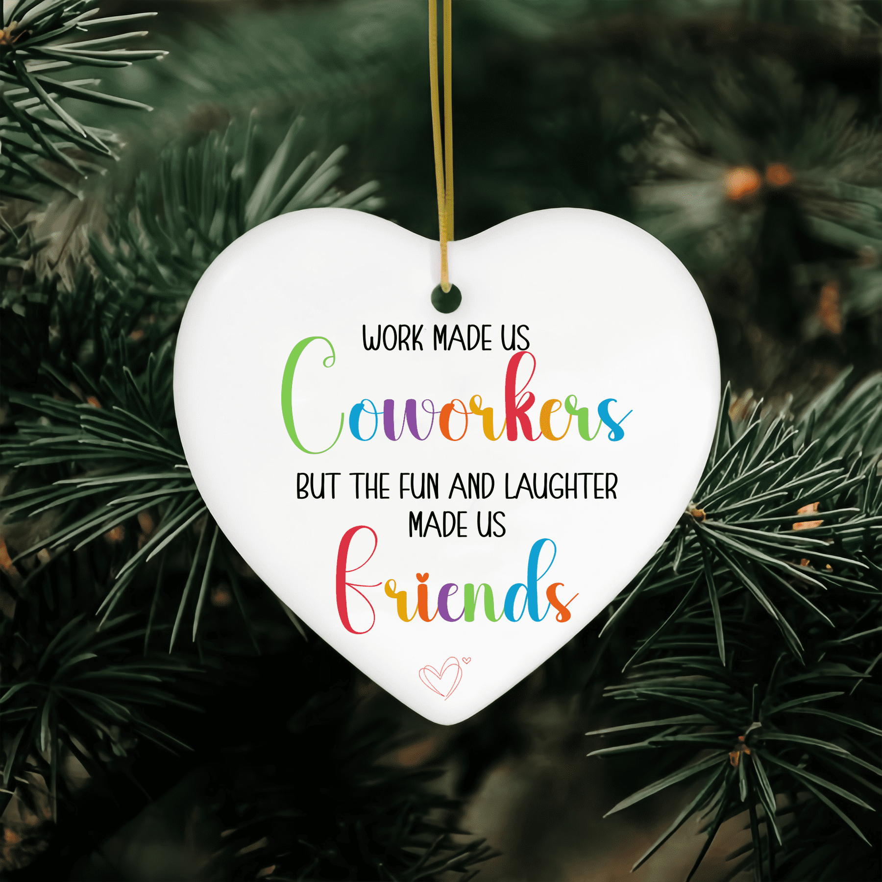 Coworker to Friend Heart Ornament Ceramic, Christmas Tree Decoration ...