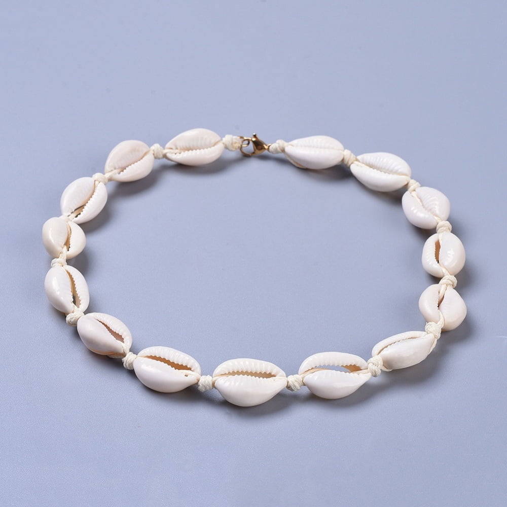 Cowrie Shell Beaded Necklaces with Brass Lobster Claw Clasps and Eco ...
