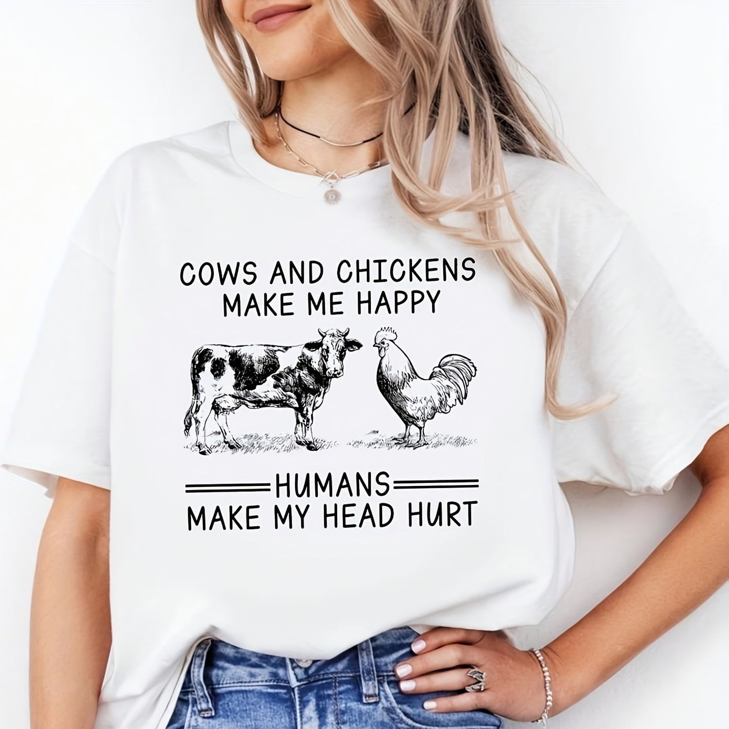 Cows And Chickens Make Me Happy Humans Make My Head Hurt T-S1Hirt ...