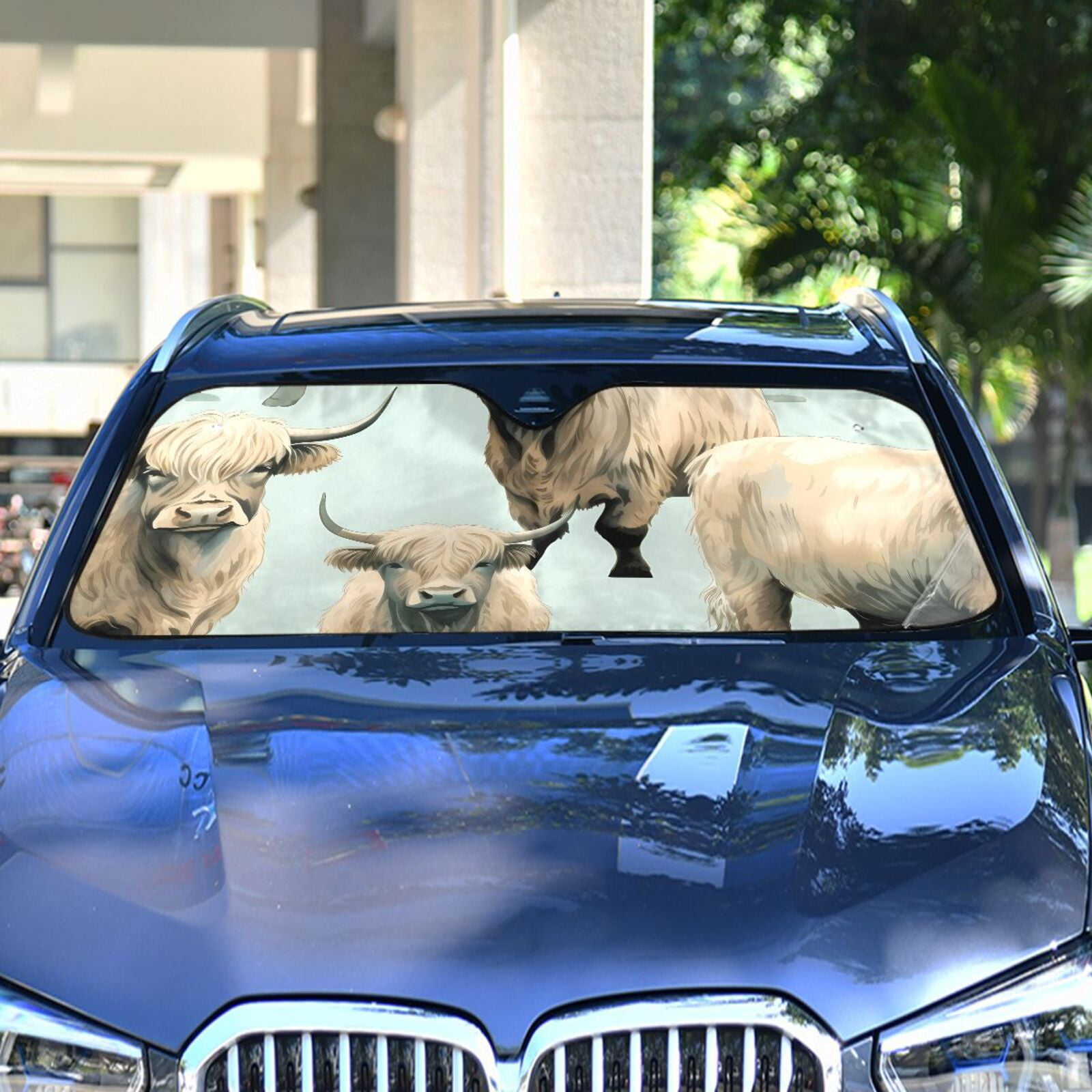 Cows Blue Automotive Front Car Windshield Sun Shade Reflector Foldable ...