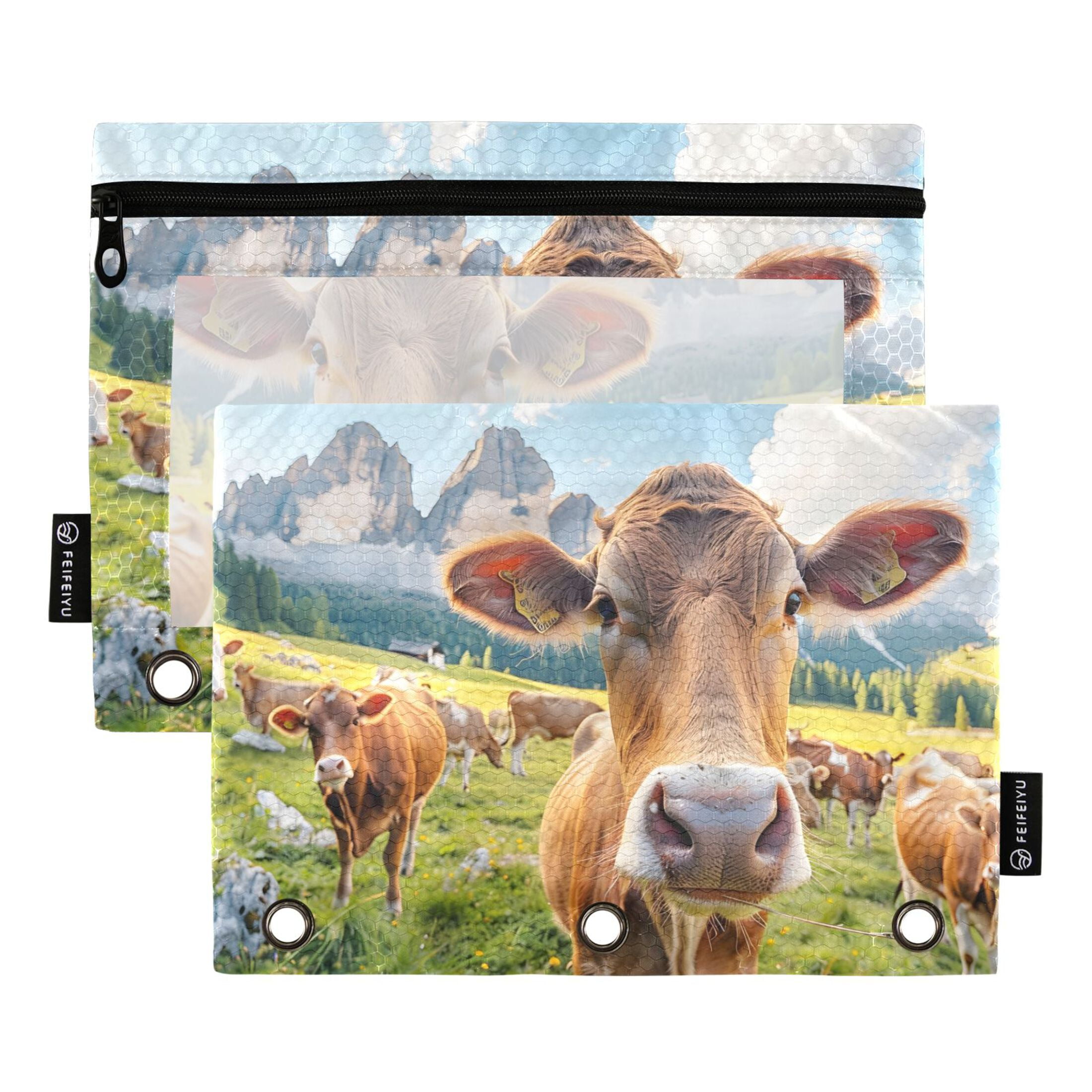 Cows Cattle Hang Out 2 Pack Pencil Pouch for 3 Ring Binder Smooth ...