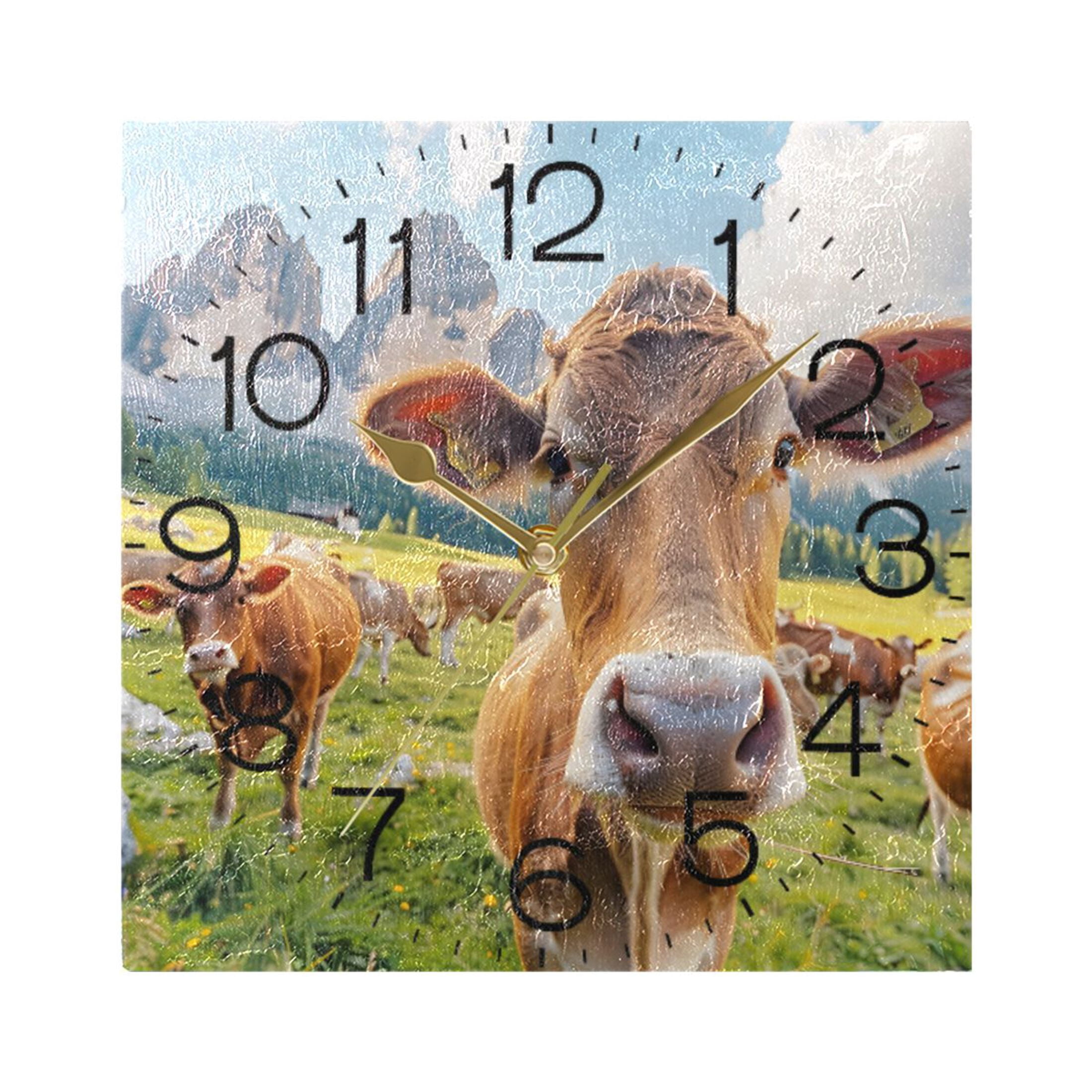 Cows Cattle Hang Out Wall Clock 7.78" Non-Ticking Silent Battery ...