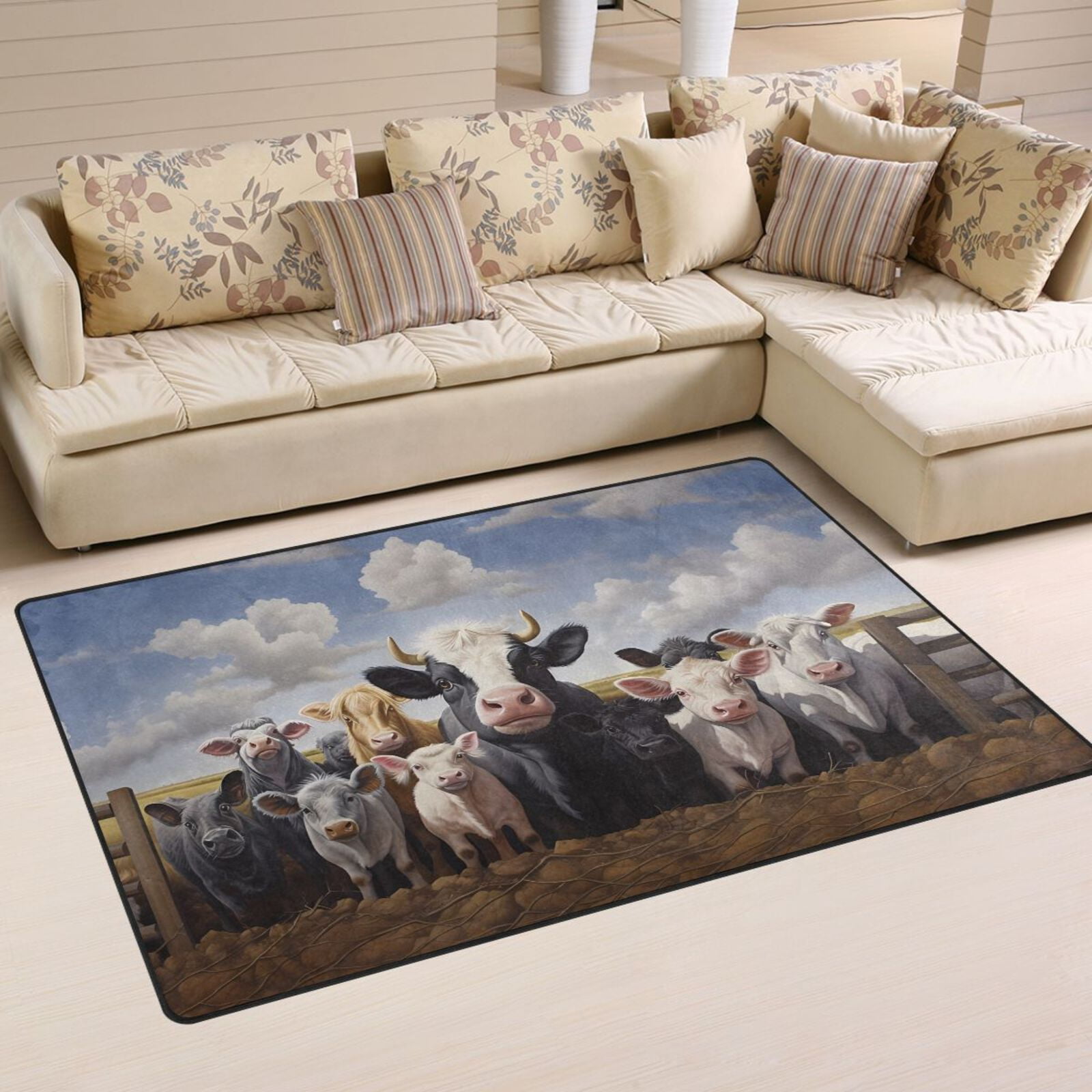 Cows Farm Sky Area Rug Washable Floor Carpet Mat 60 x 39 inch for ...