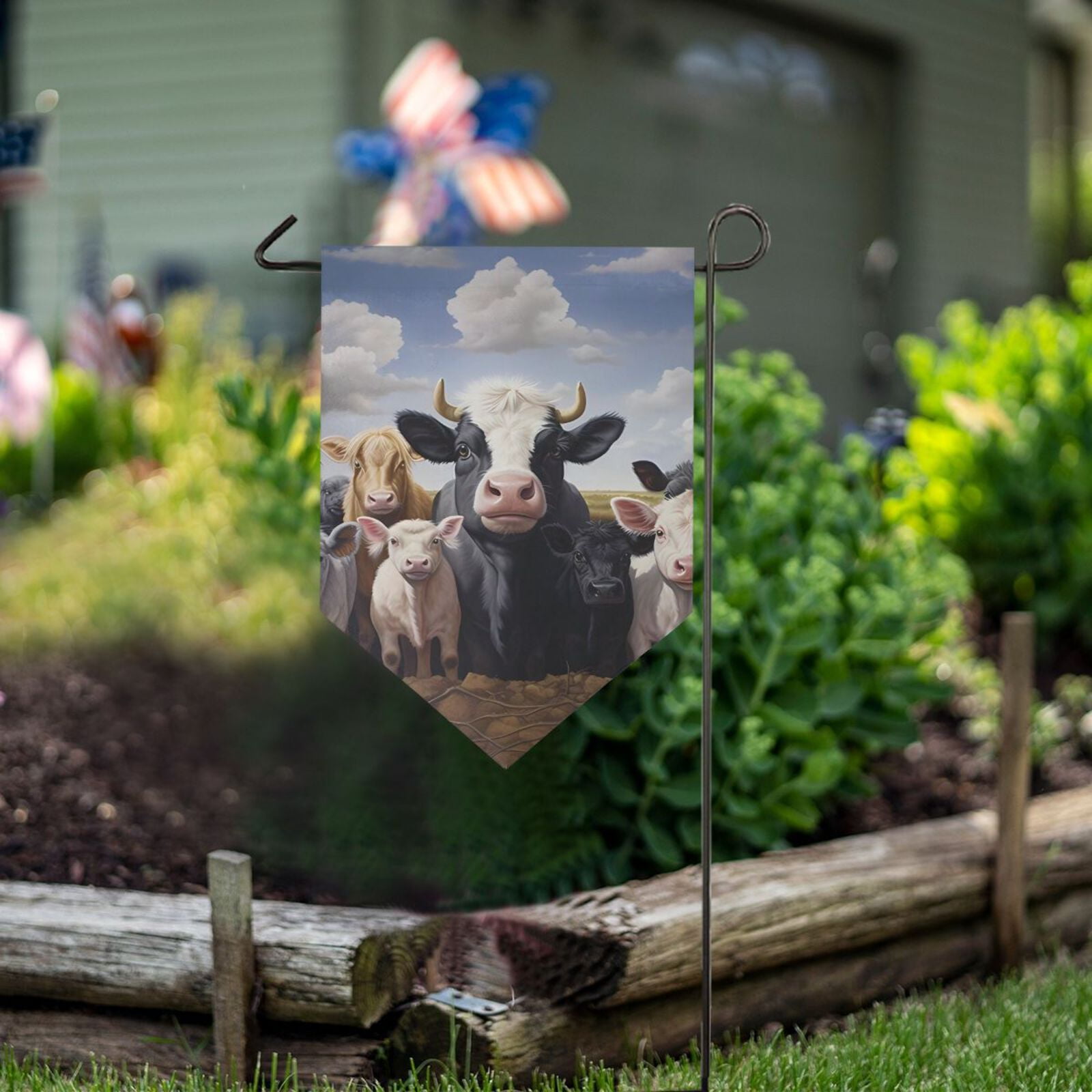 Cows Farm Sky Garden Flag 18" x 12.5" Double Sided Yard Lawn Outdoor ...