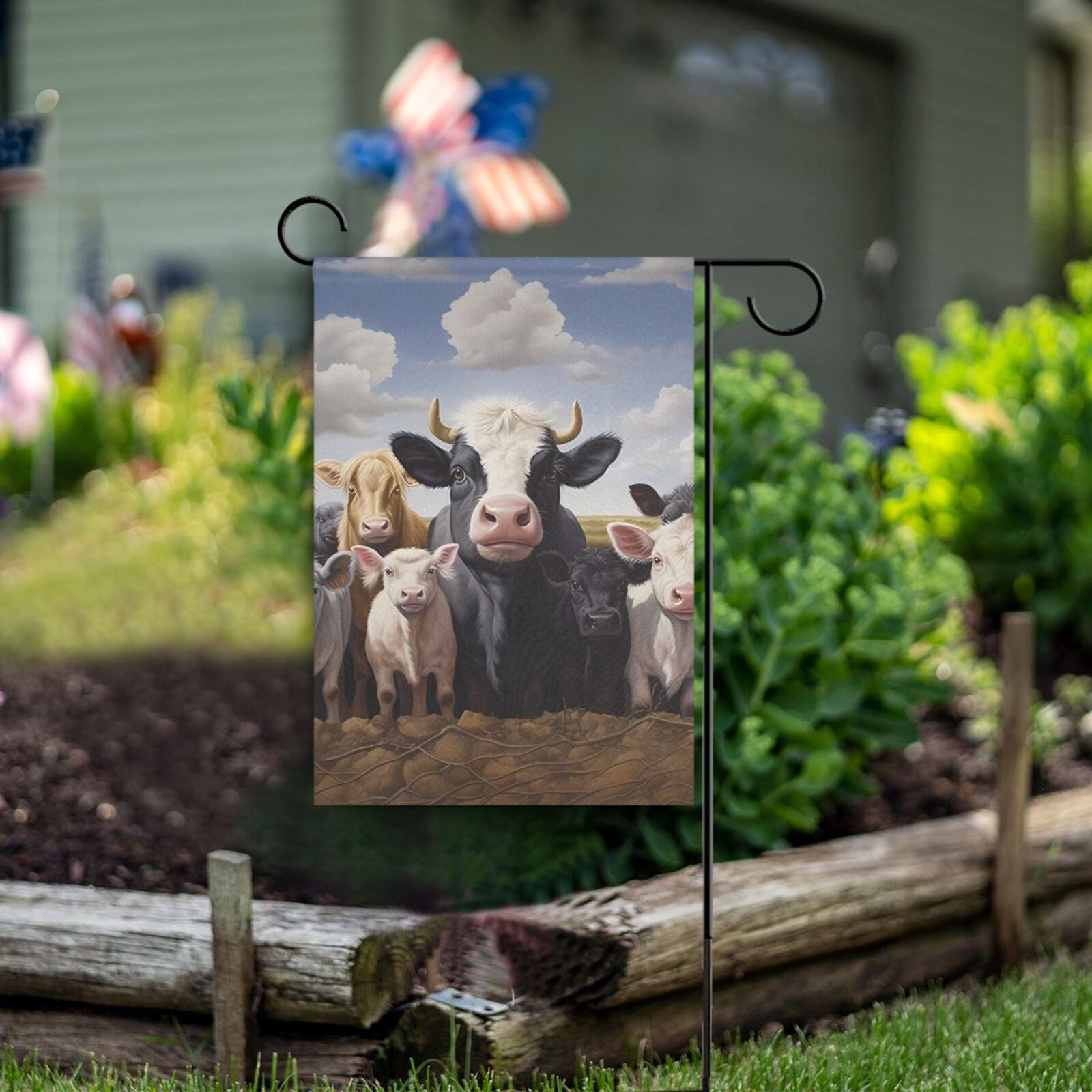 Cows Farm Sky Garden Flag Double Sided Outdoor Banners for Courtyard ...