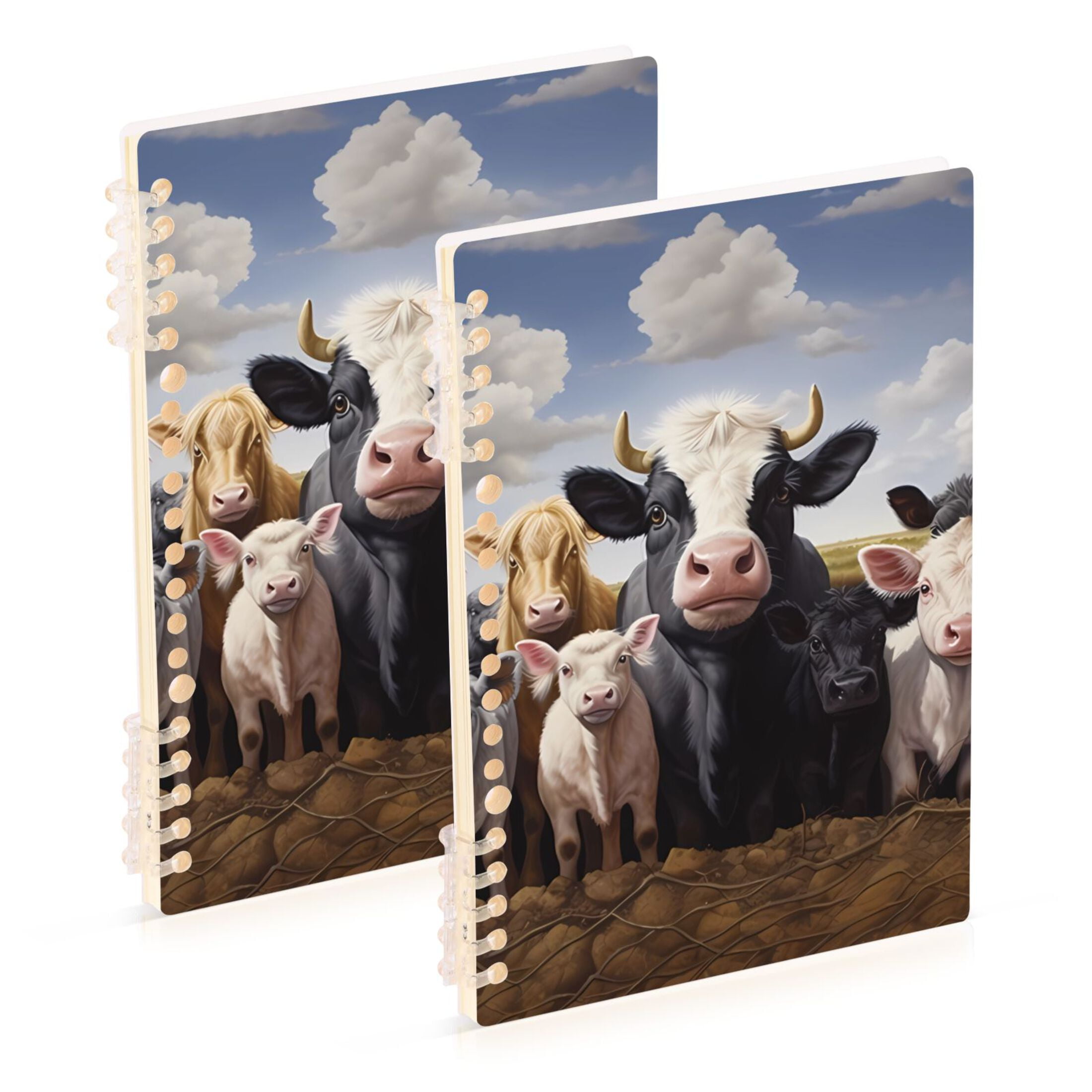 Cows Farm Sky Ring Binder Notebook Journey Note Diary College Ruled ...