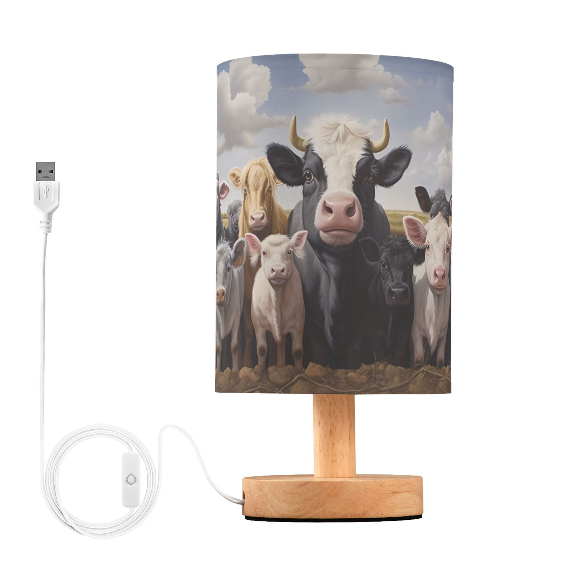 Cows Farm Sky Table Lamp USB Bedside Desk Nightstand Lamp Printed Gifts ...