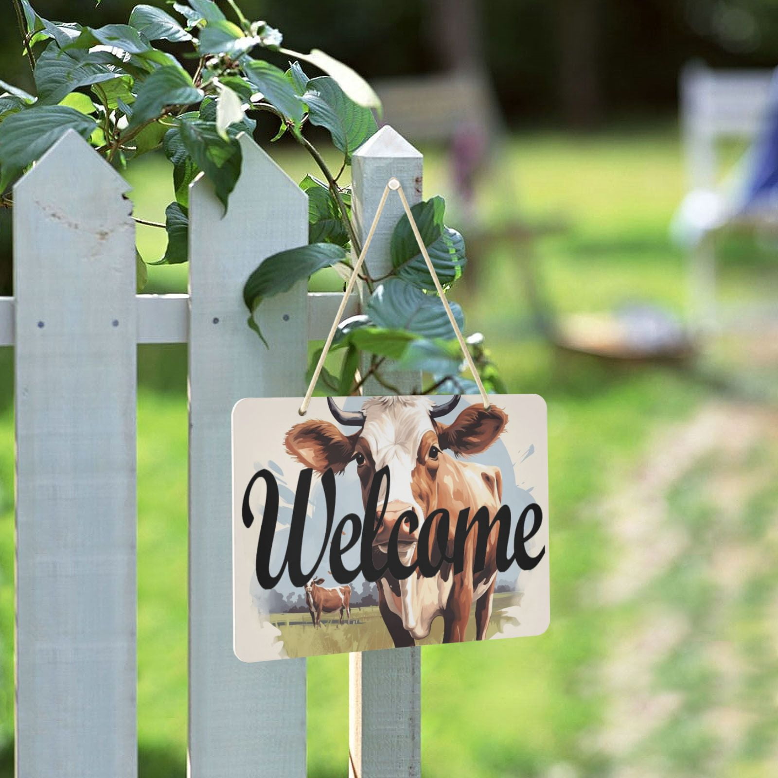 Cows Grassland Welcome Sign for Front Door Porch Wreath Door Sign Home ...