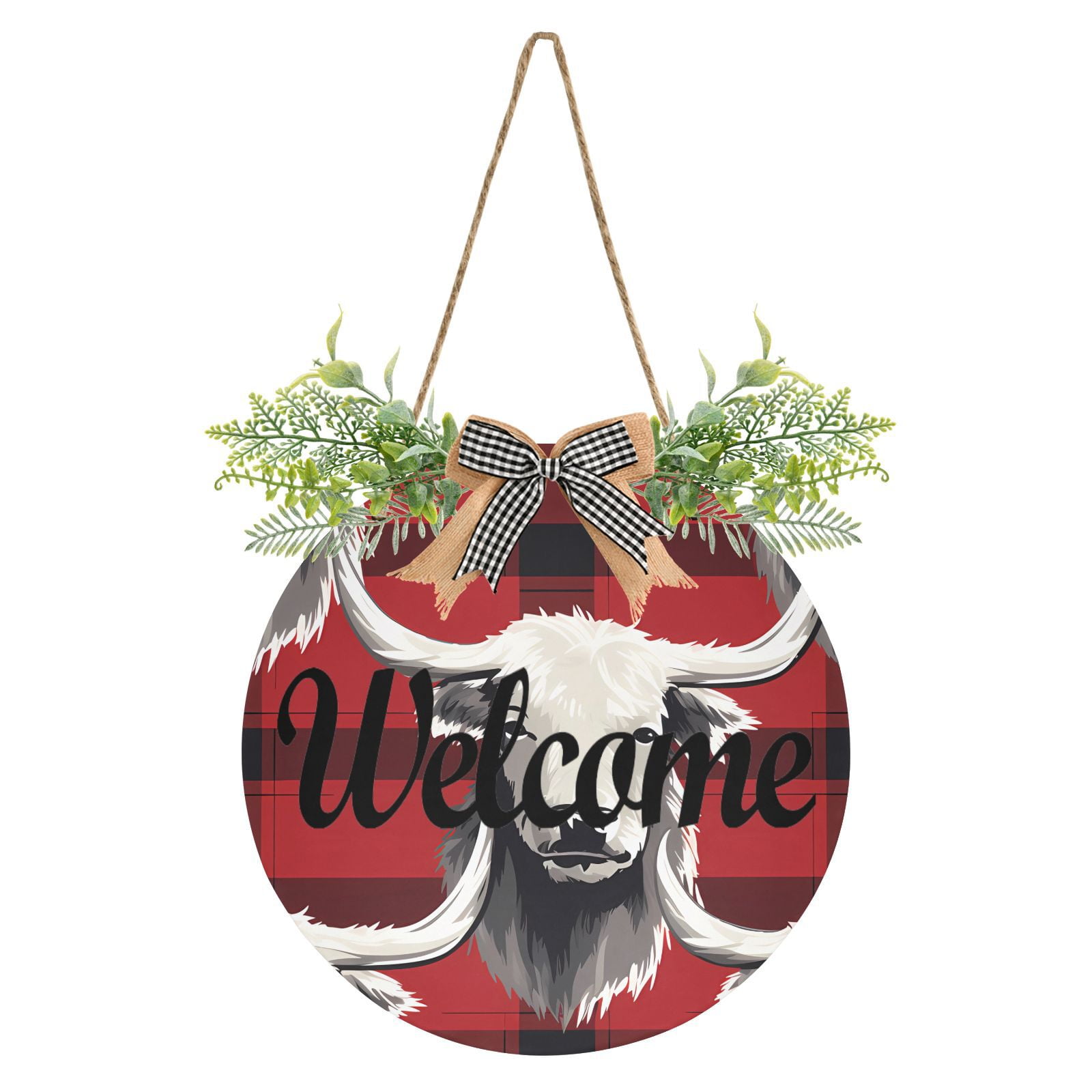 Cows Heads Grid Welcome Sign for Front Door Wreath Door Sign for ...