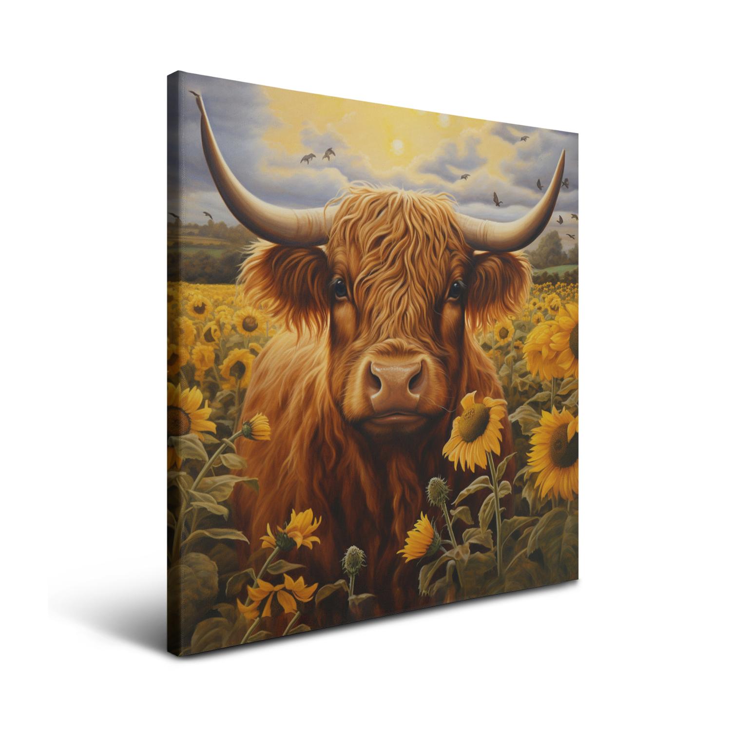 Cows Highland Cow Wall Art Highland Cattle Cute Cow Stylish Flower ...