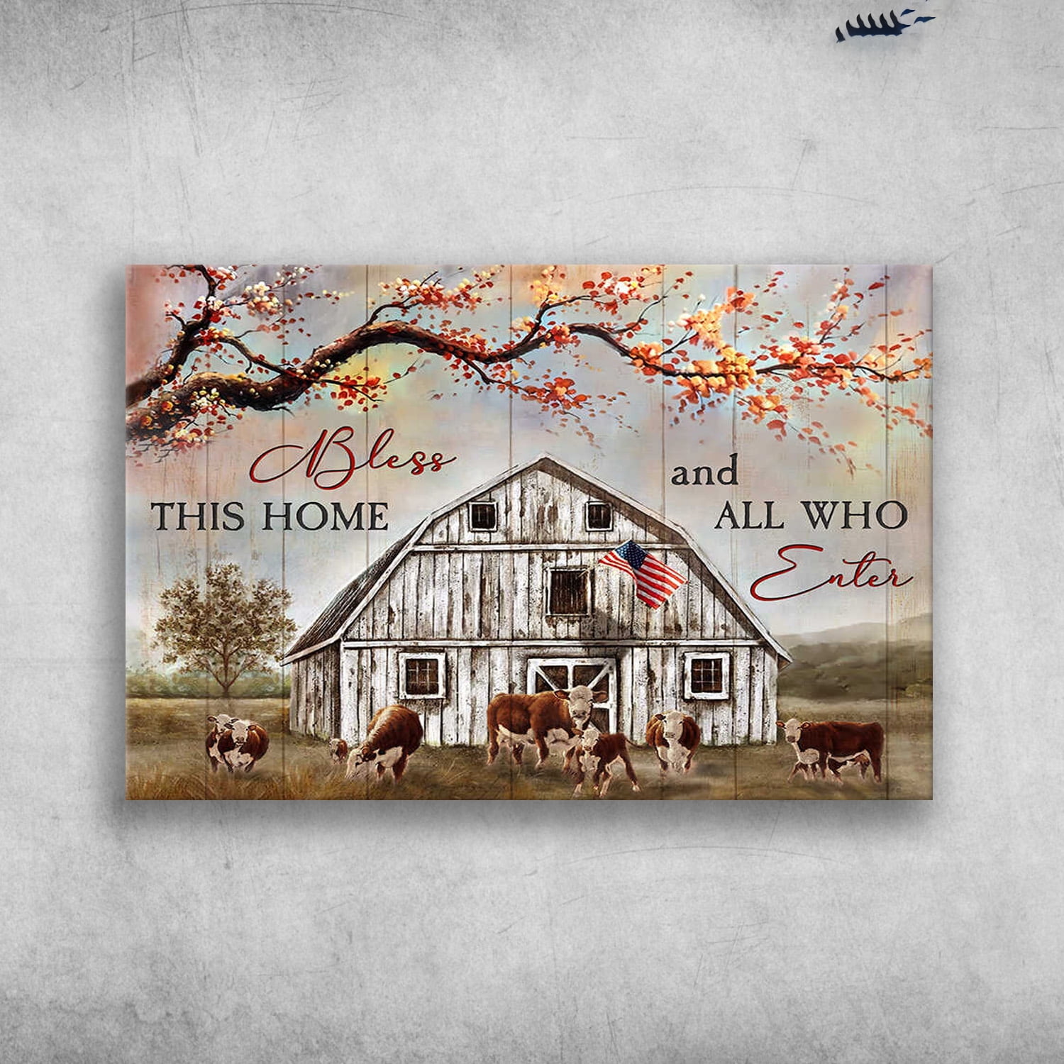 Cows In American Farmhouse - Bless This Home, And All Who Enter 11 x 17 ...