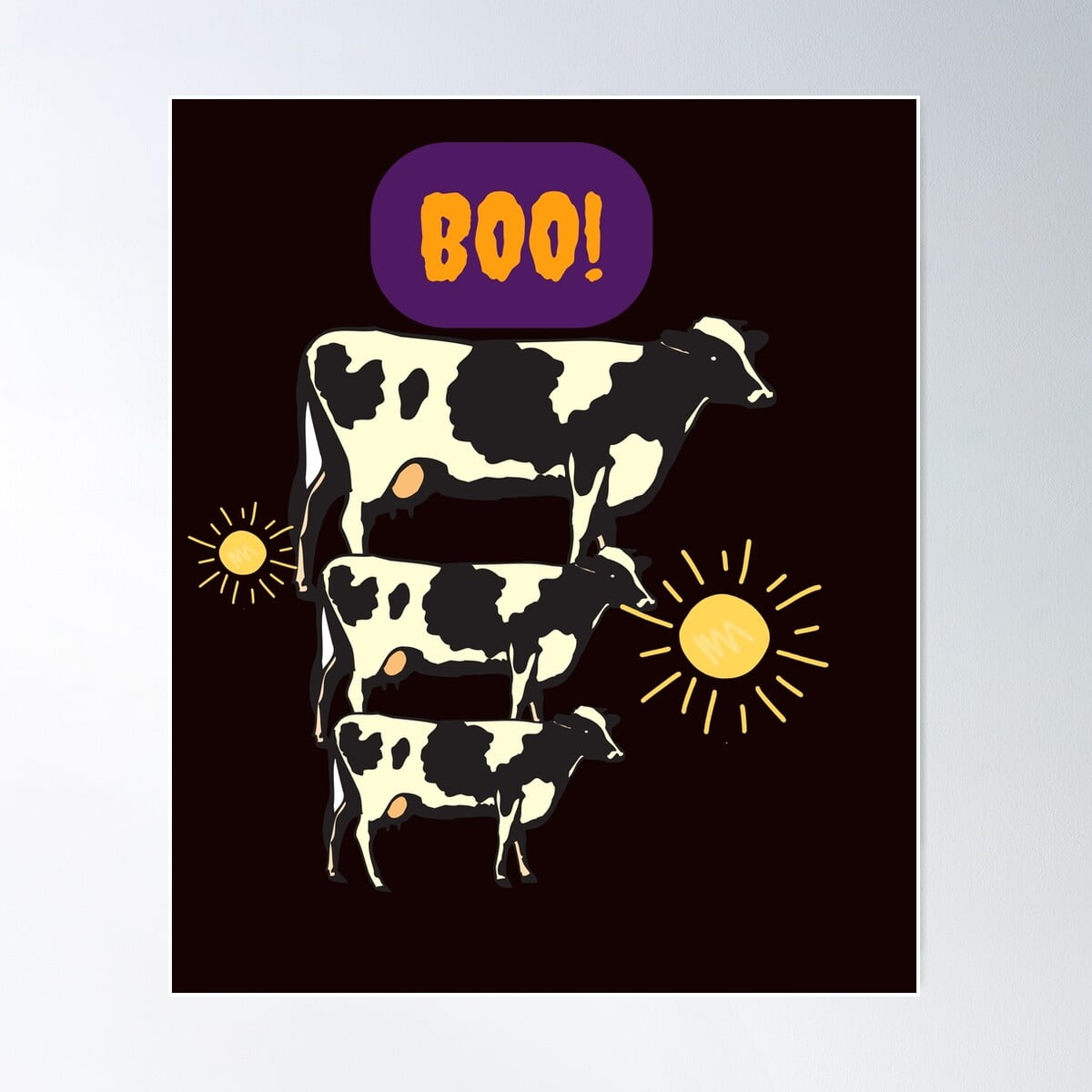 Cows In Beautiful Colors. Poster Wall Art, Modern Wall Decor For Living ...