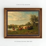 Cows In A Landscape, Cows In Pasture Art Print Poster, Vintage ...