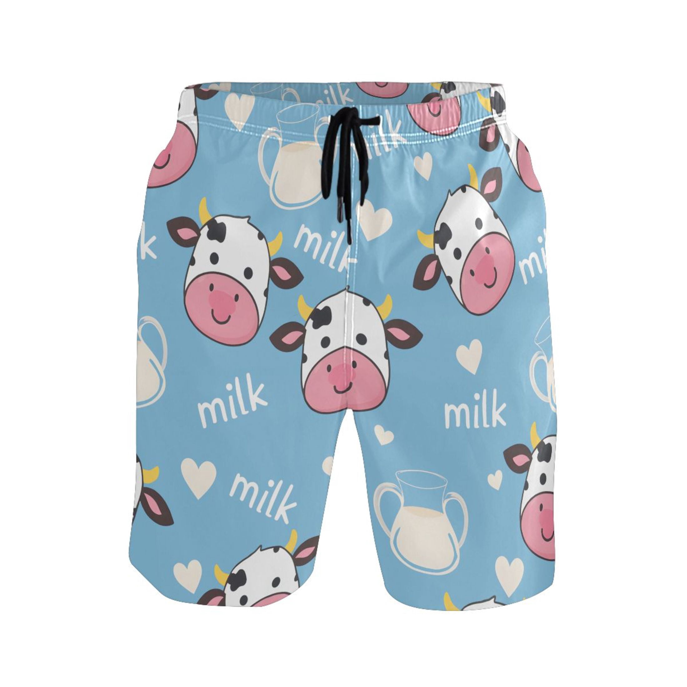 Cows Milk Pattern Mens Swim Trunks Quick Dry Board Shorts Breathable ...