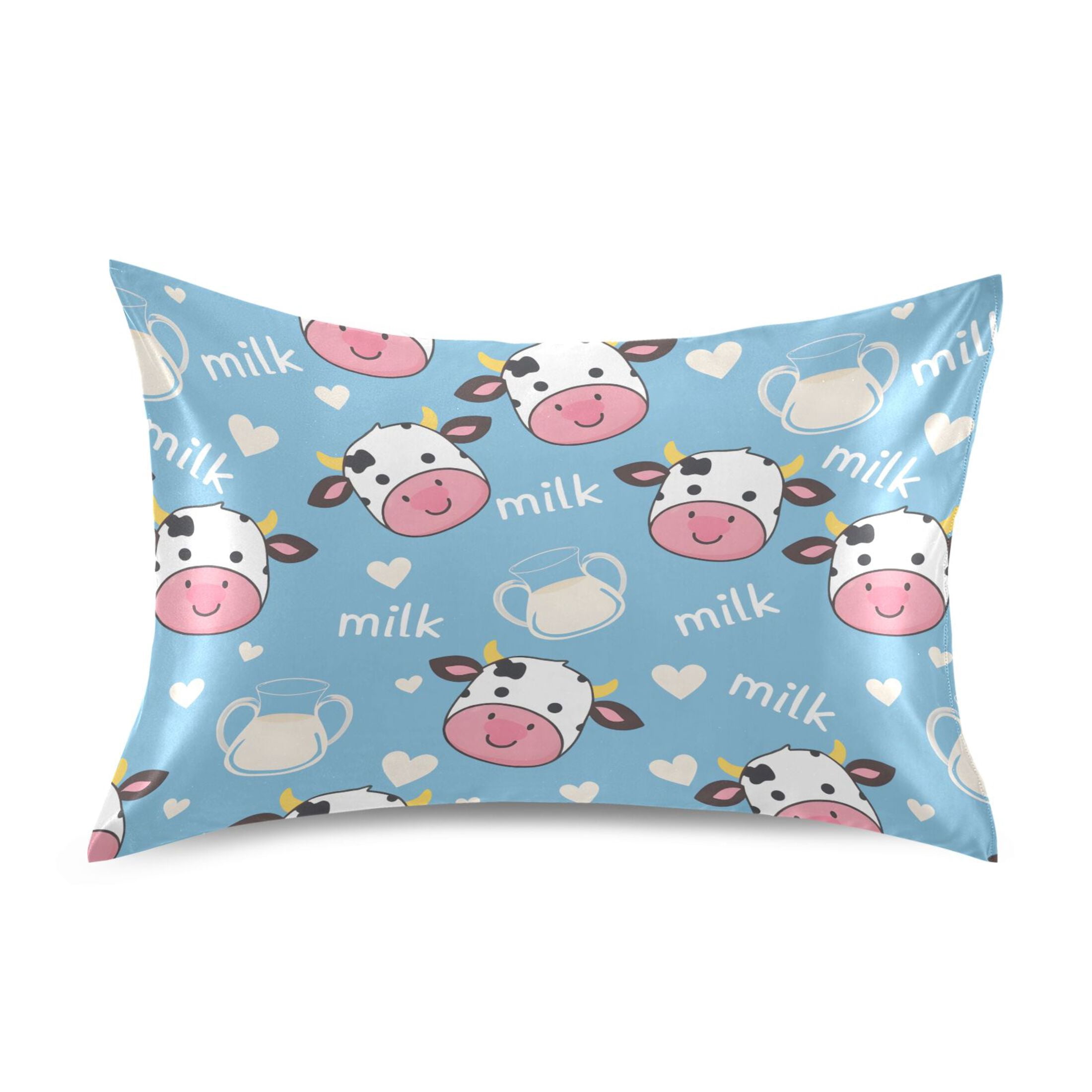 Cows Milk Pattern Standard Size Satin Pillowcase 20''x26'' Double-Sided ...