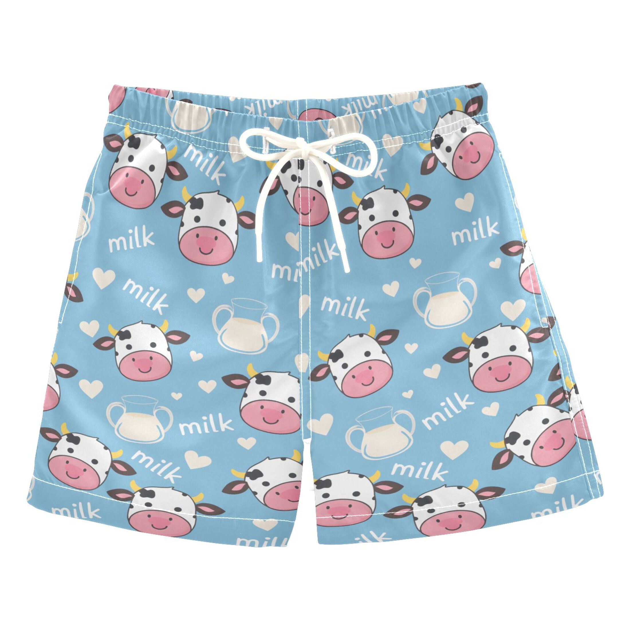 Cows Milk Pattern Swim Trunks Quick Dry Beach Pool Board Shorts ...