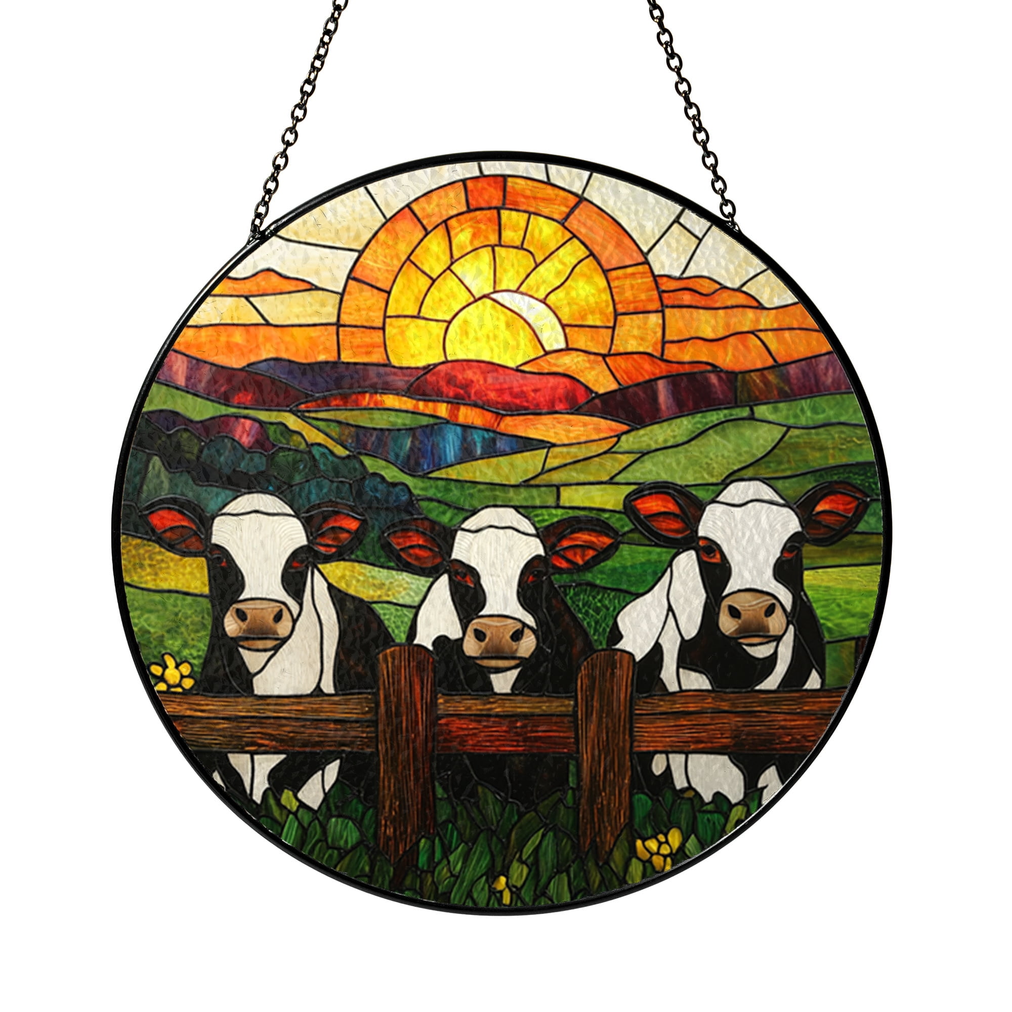 Cows Peeking Window Suncatcher, Stained Glass Farmhouse Art - Walmart.com