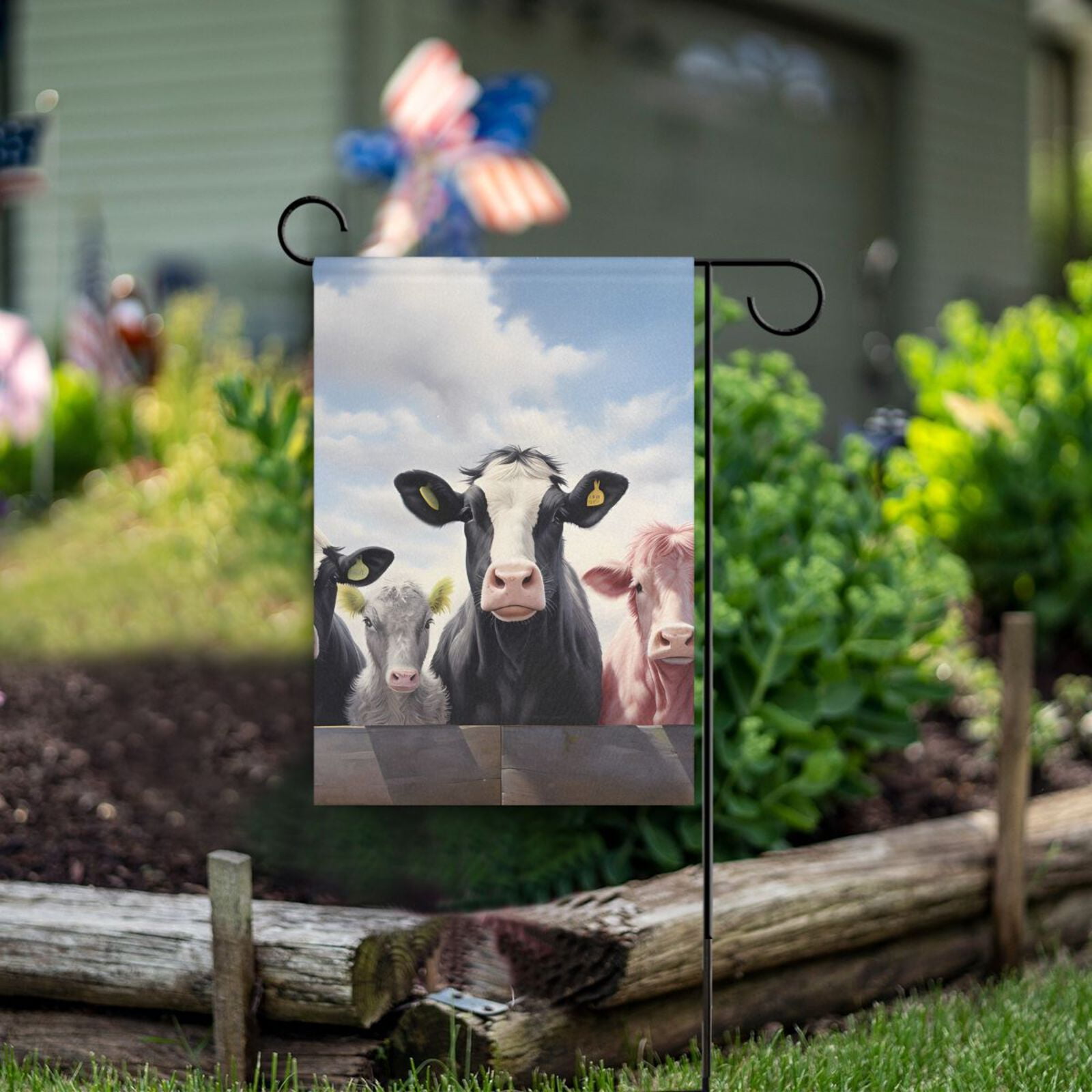 Cows Sky Garden Flag Double Sided Outdoor Banners for Courtyard Outdoor ...