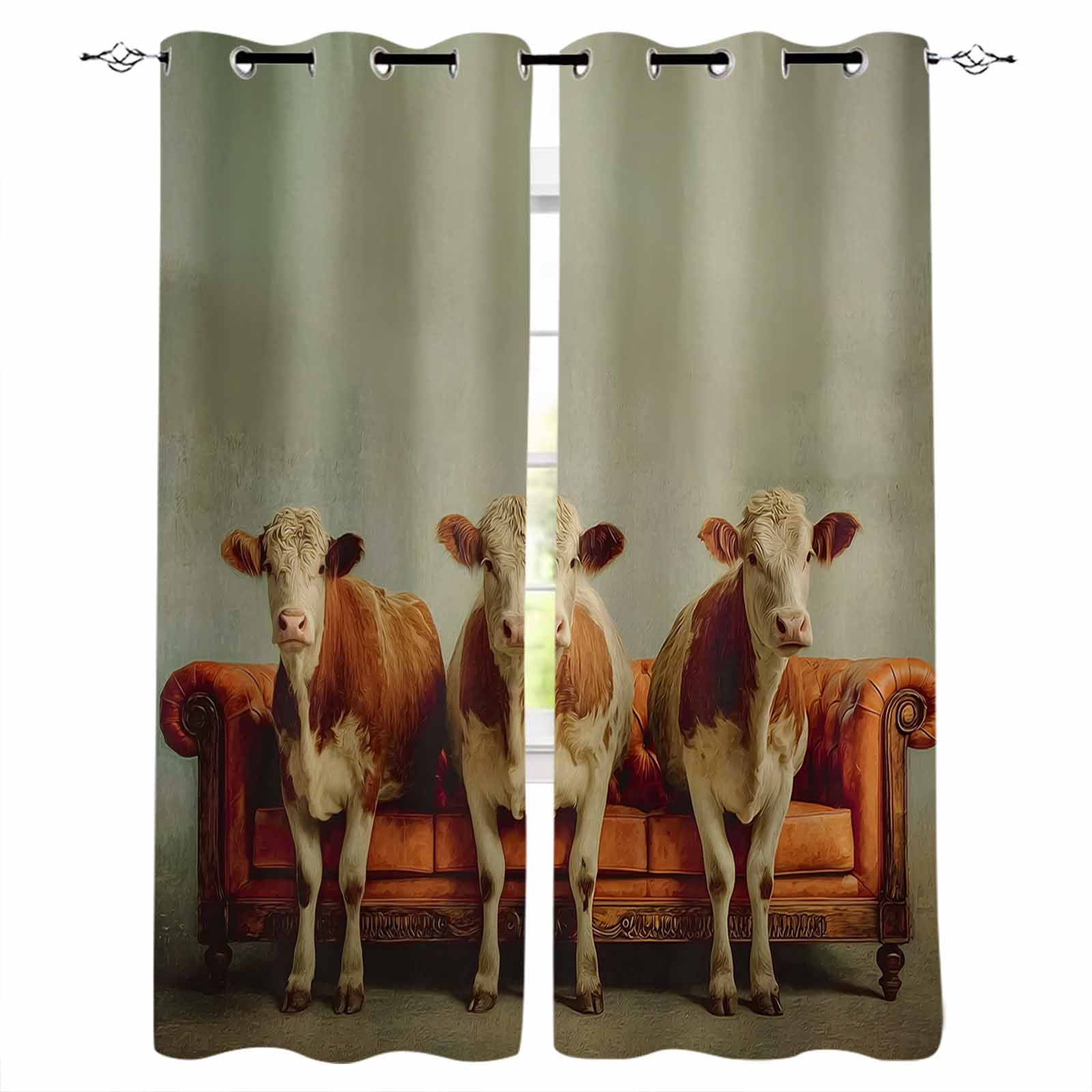 Cows on Sofa Blackout Curtains for Bedroom Living Room Darkening ...