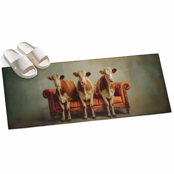 Cows on Sofa Hallway Runner Rug 2x6 Washable Non Slip Kitchen Runner ...