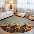 Cows on Sofa Washable Round Area Rug 3.3 ft, Funny Animal Farmhouse ...