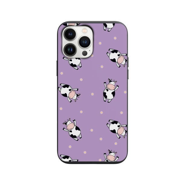 Cows and Small Daisies Purple Cute Farm Pattern for iPhone 17 to 11 Pro ...