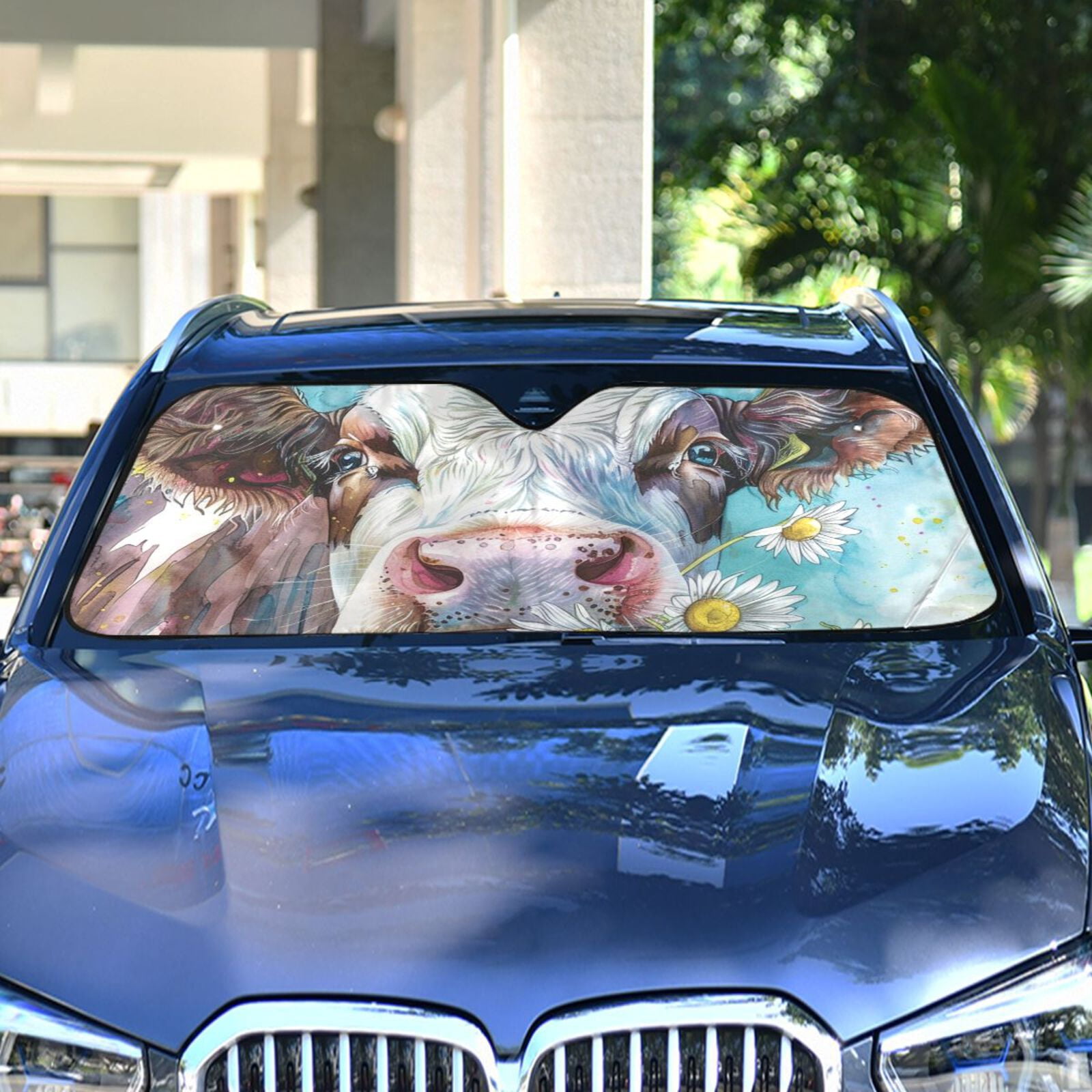 Cows with Daisy Flowers Automotive Front Car Windshield Sun Shade ...