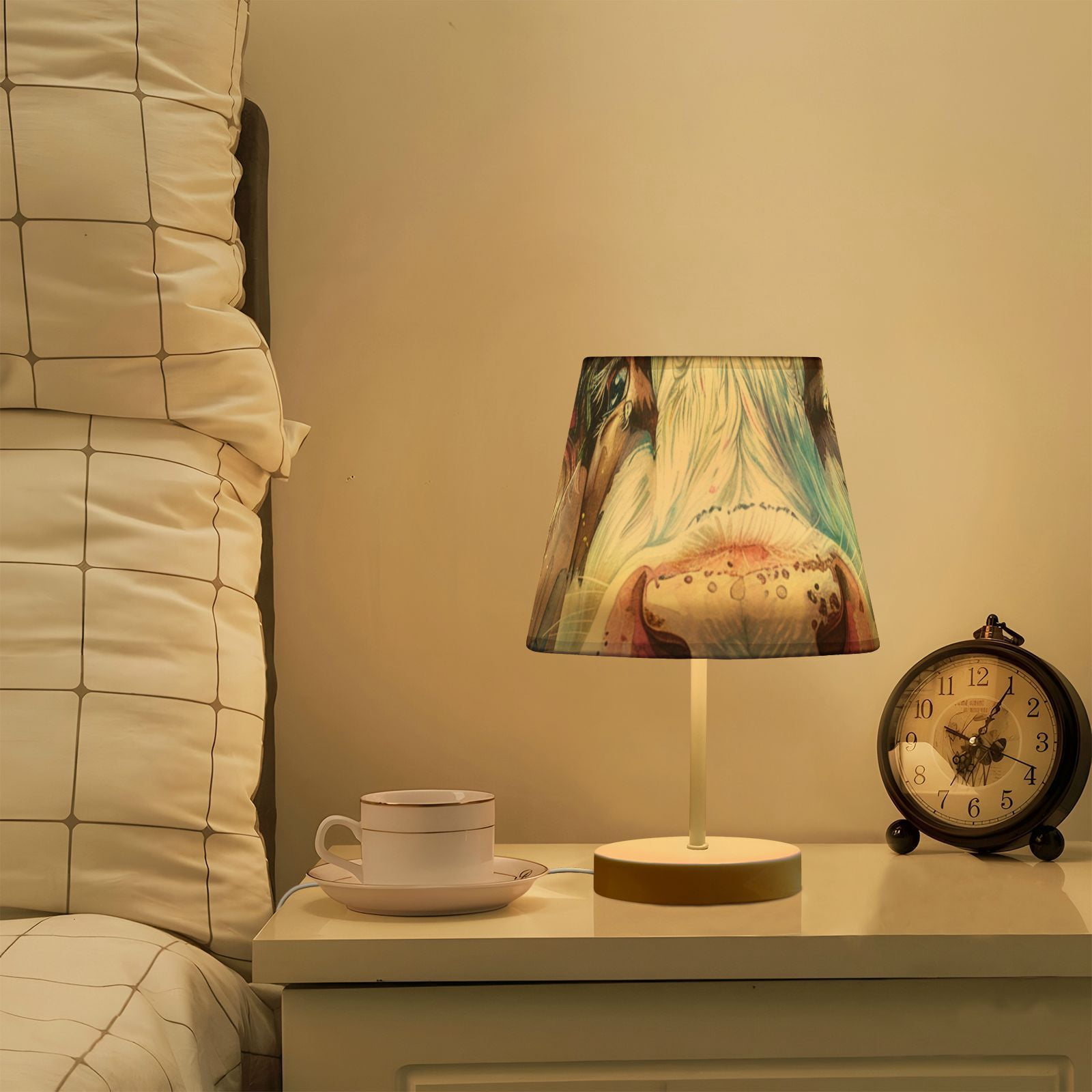 Cows with Daisy Flowers LED Desk Lamp Table Lamp USB Bedside Nightstand ...