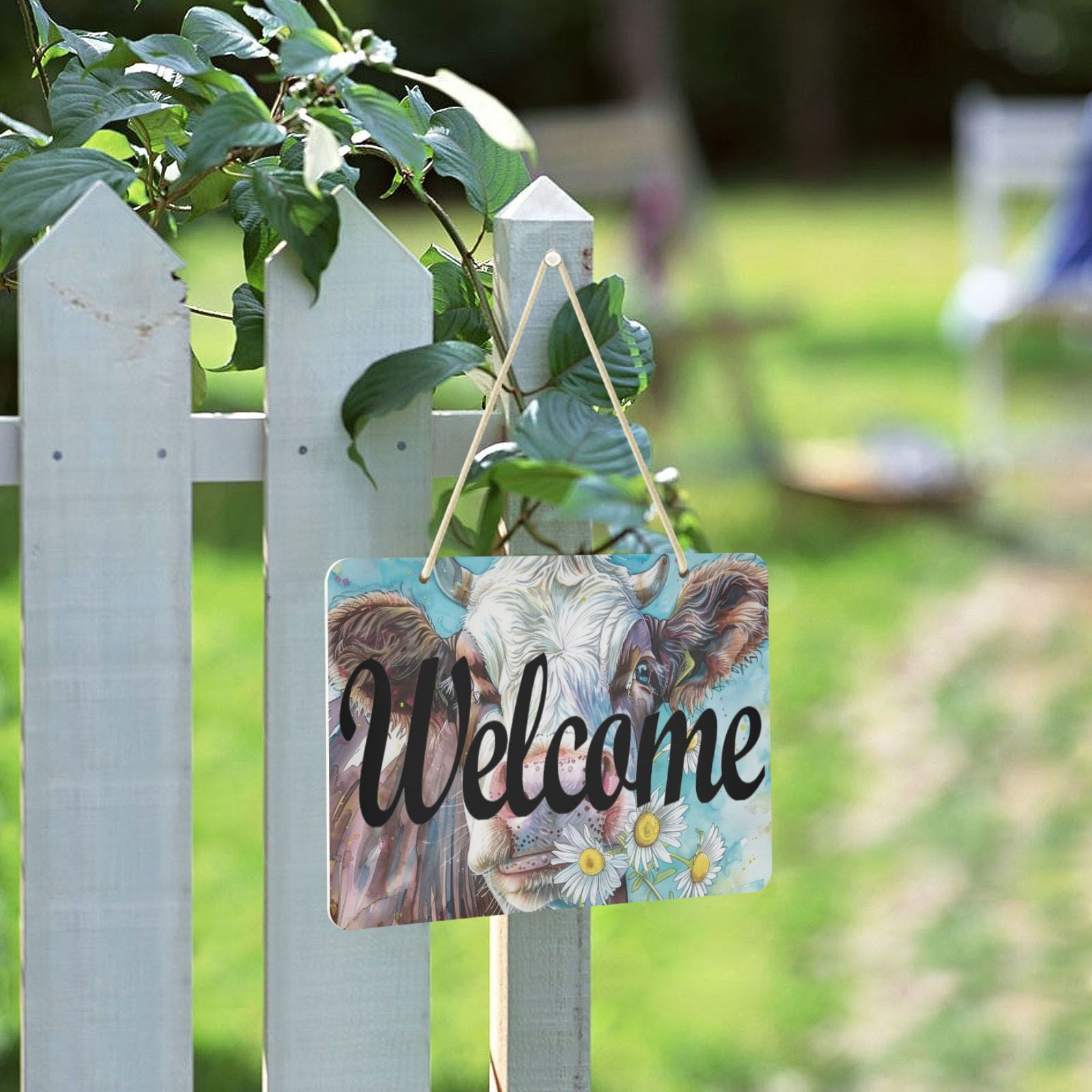 Cows with Daisy Flowers Welcome Sign for Front Door Porch Wreath Door ...