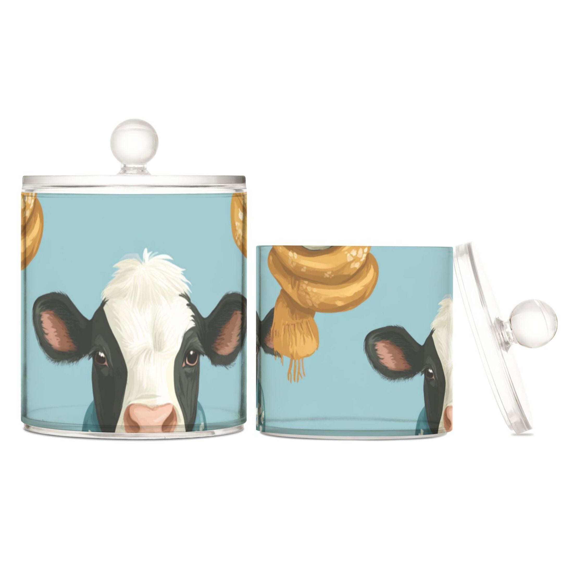 Cows with Scarfs Translucent Plastic Cans Storage Canisters with Lid ...