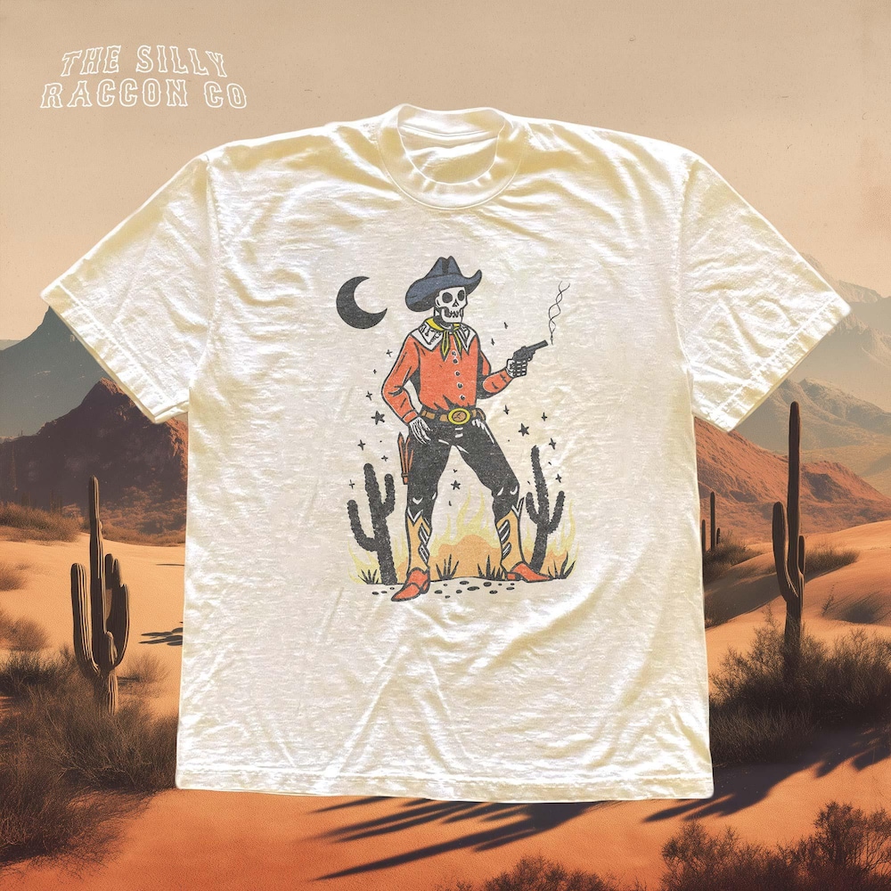 Cowskeleton Shirt, Vintage Western Graphic Tee, Funny Gothic Cowt-Shirt ...