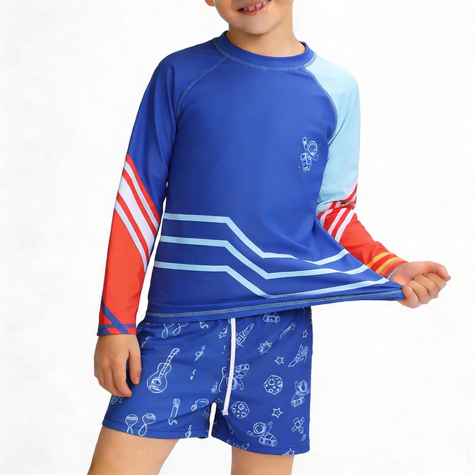 Cowsor 1-10 Years Boys Three Piece Swimsuit Set with Swim Cap Top ...
