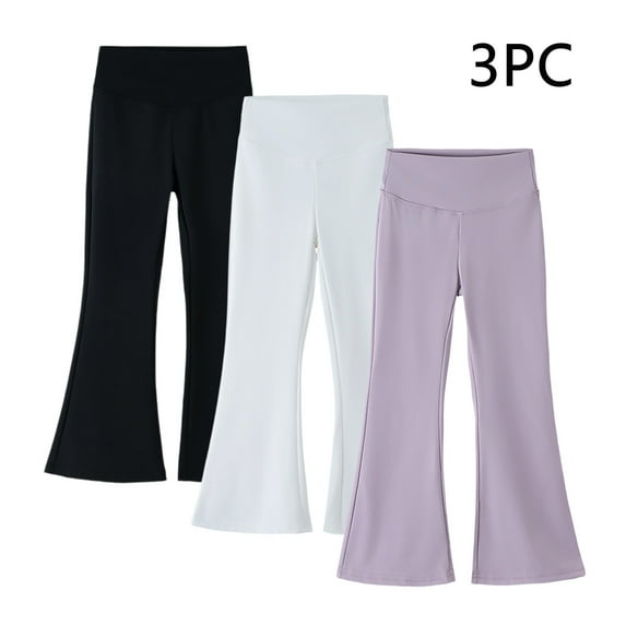 Cowsor 3PC Girls Flare Leggings Kids Bell Bottoms High Waisted Bootcut ...