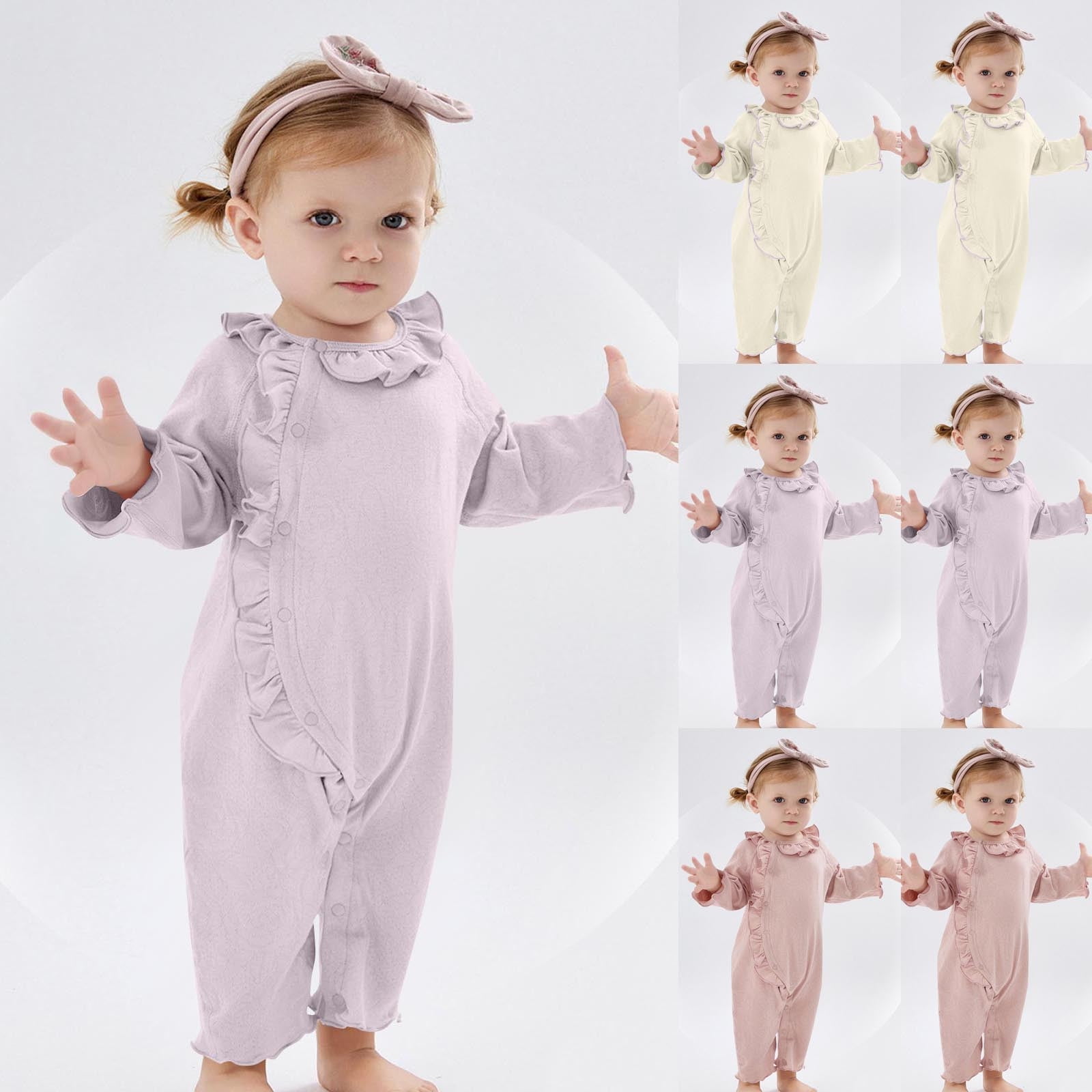 Cowsor Baby Girls Boys Spring Fall Cotton Romper Lightweight Long ...