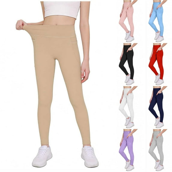 Cowsor Big Kids Boys Girls Solid Yoga Pants Elastic Waist With Pockets ...