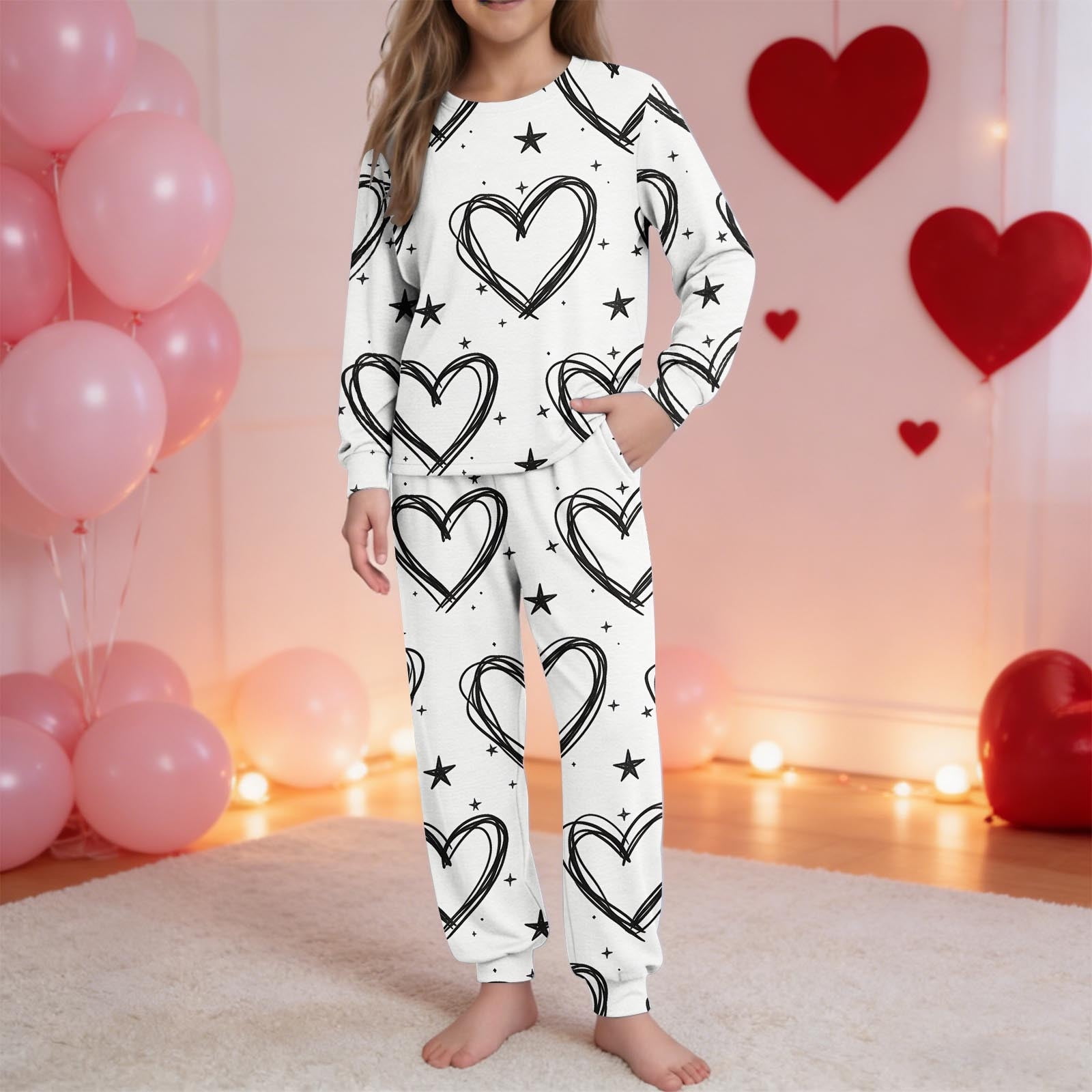 Cowsor Big Kids Boys Girls Valentine's Day Creative Graffiti Print Long ...