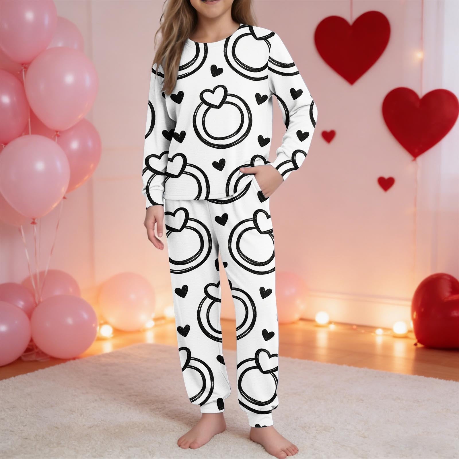 Cowsor Big Kids Boys Girls Valentine's Day Creative Graffiti Print Long ...