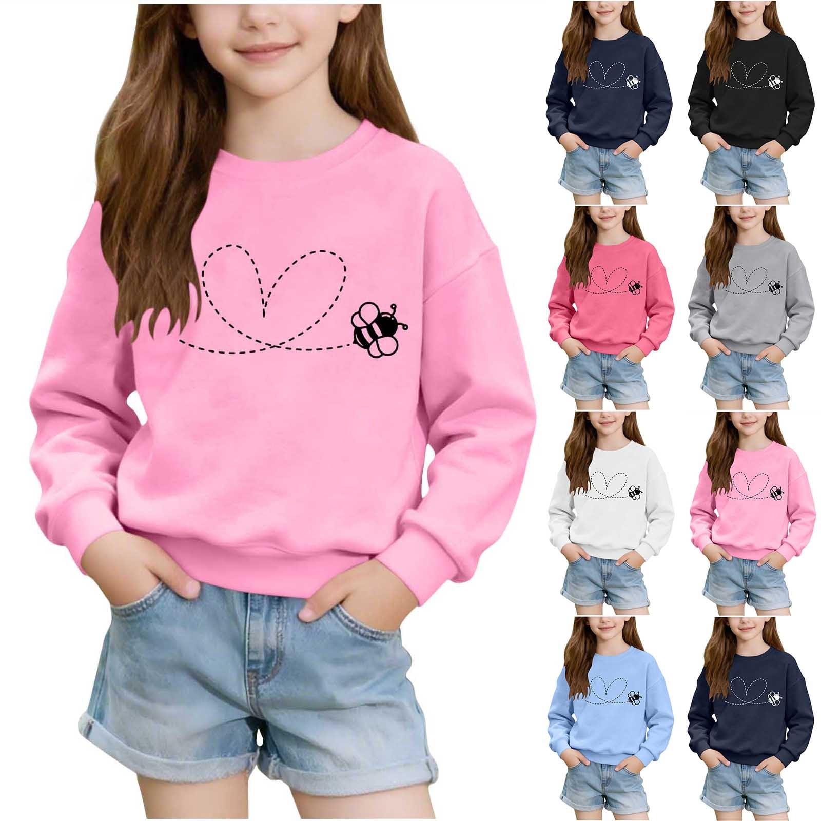 Cowsor Boys Girls Bee Heart Printed Fleece Lined Crewneck Sweatshirt ...