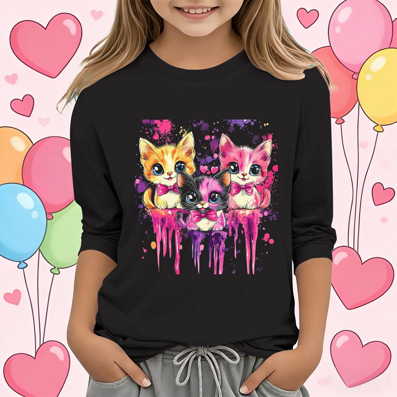 Cowsor Boys Girls Casual Valentine s Day Printed 3/4 Sleeve Crewneck ...