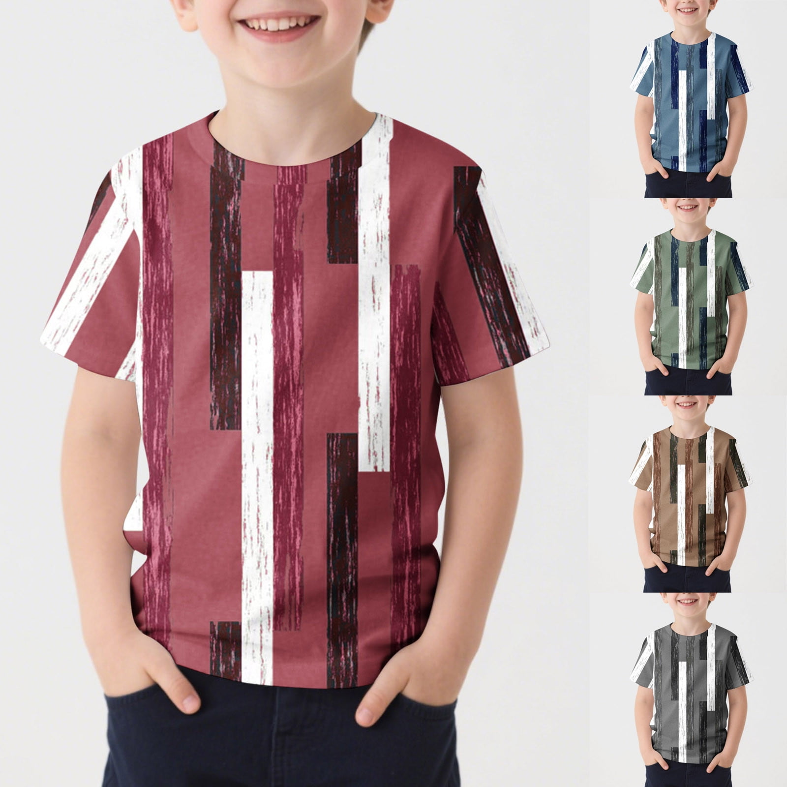 Cowsor Boys Girls Color Block Graphic Casual Athletic Short Sleeve ...