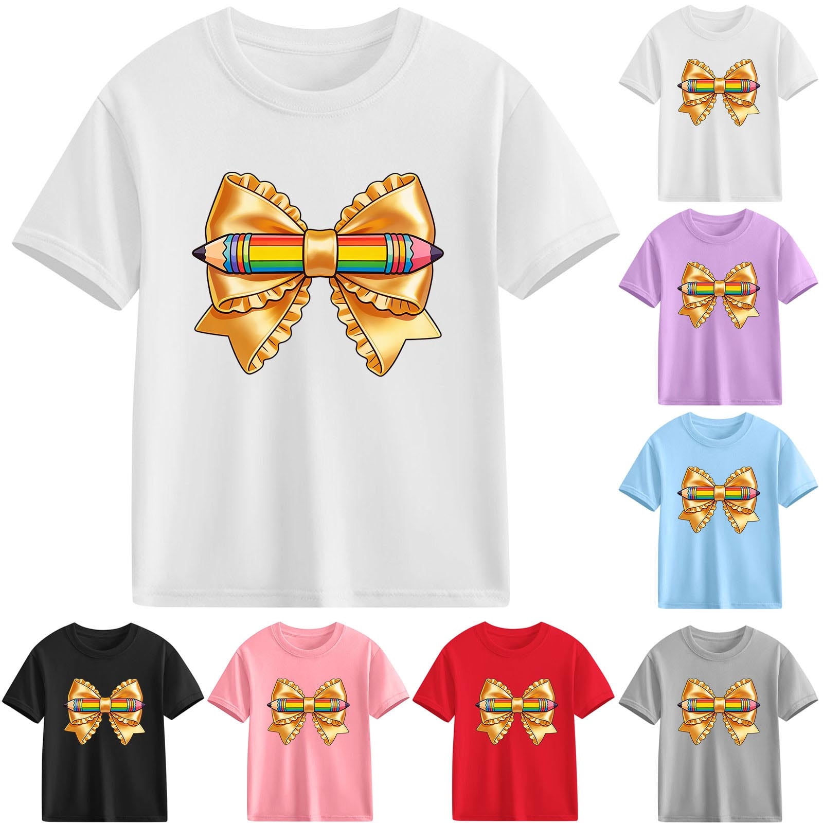 Cowsor Boys Girls Fashion Printed Back to School Short Sleeve Cotton T ...