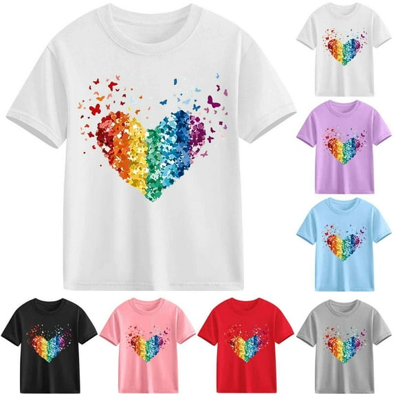 Cowsor Boys Girls Fashion Printed Casual Short Sleeve Cotton T Shirt ...