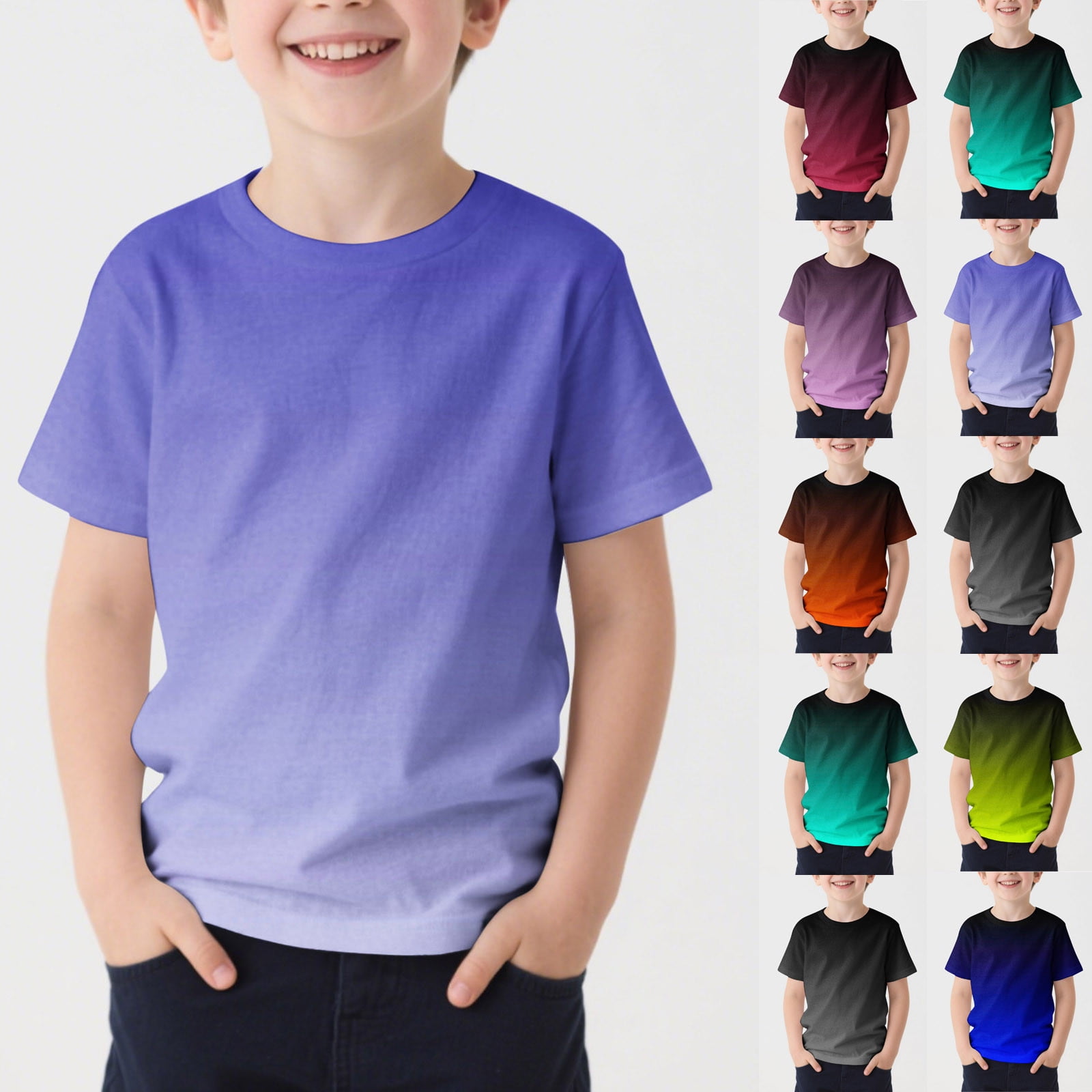 Cowsor Boys Girls Gradient Printed Casual Athletic Short Sleeve ...