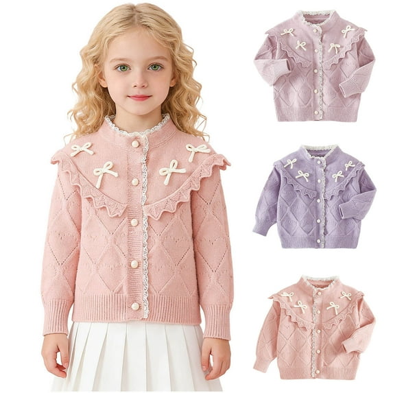 Cowsor Boys Girls Heart Detail Knit Cardigan Warm Long Sleeve Open ...